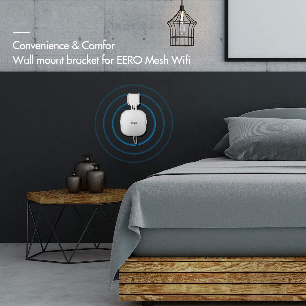 Wall Mount Holder for EERO Mesh WiFi System, Simple and Sturdy Wall Mount Bracket Holder for EERO Mesh WiFi Router Without Messy Wires or Screws (1 Pack-White)