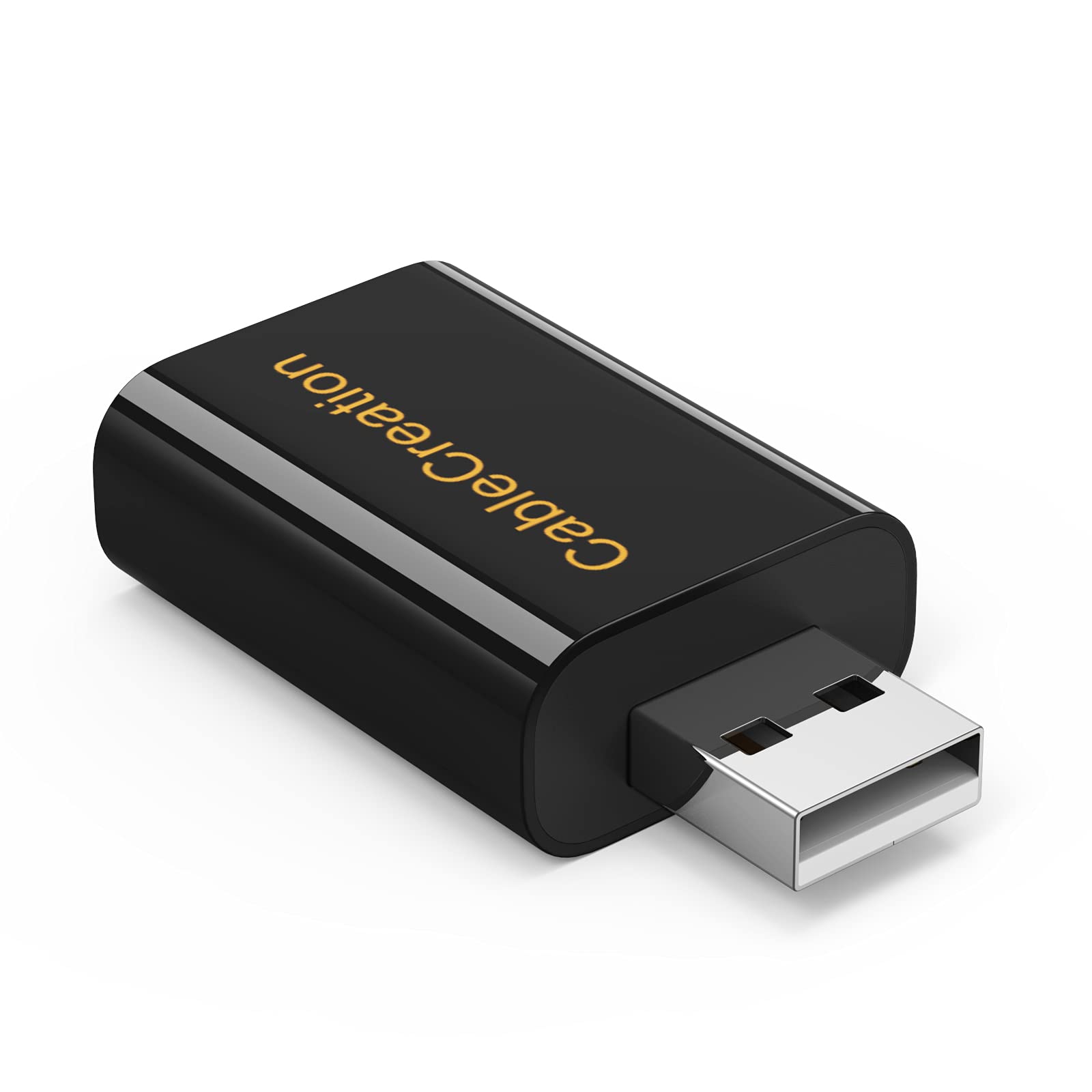 USB Audio Adapter with 3.5mm Jack, CableCreation USB External Stereo Sound Card with 3.5mm Earphone and Microphone for PS4, PS5, Windows, Mac, Linux, Plug and Play, Black