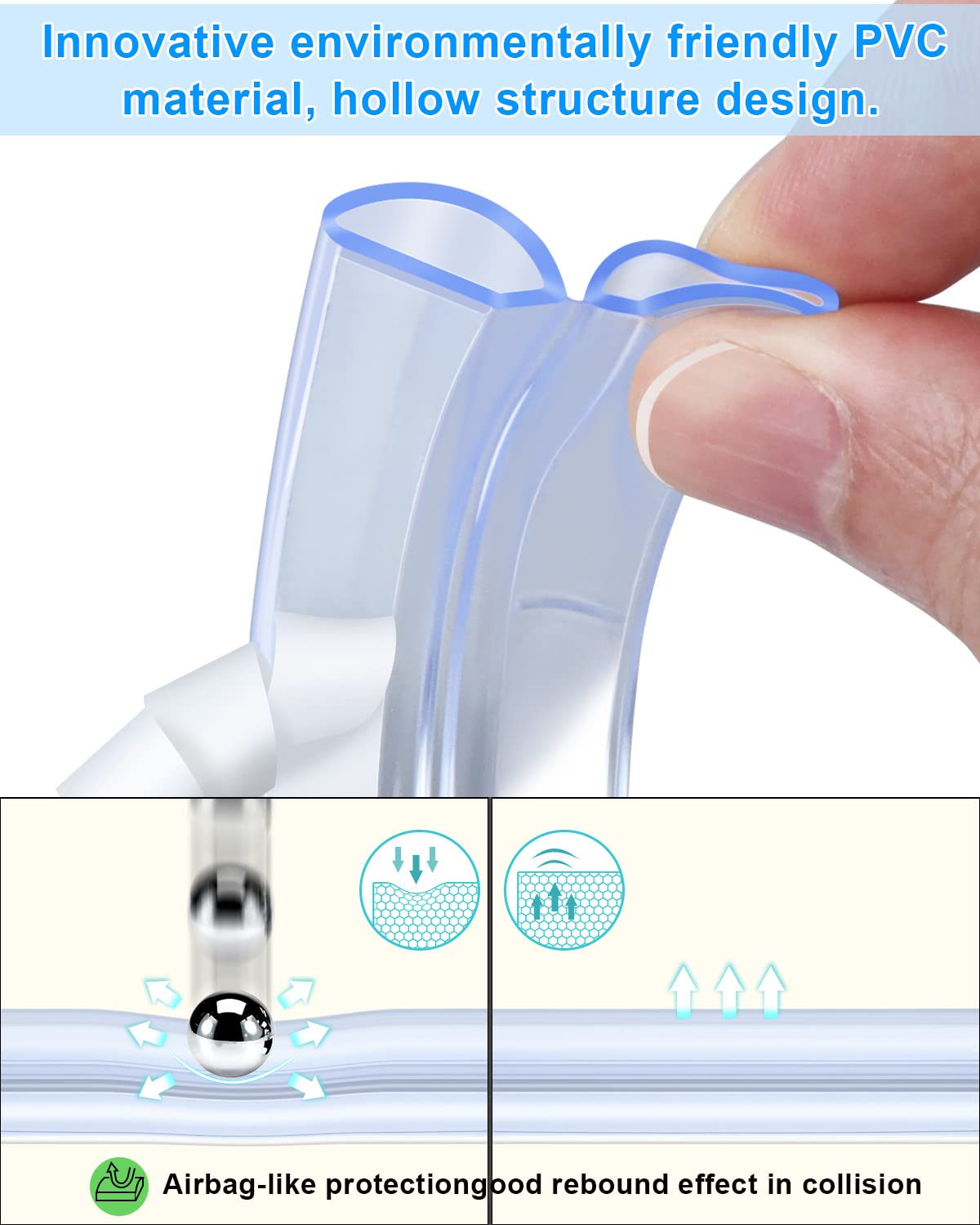 Baby Proofing, D-Shaped Hollow Edge Protector Strip Clear, Silicone Soft Corner Protectors with Upgraded Pre-Taped Strong Adhesive, 6.6ft(2M) Edge Protectors for Sharp Corners of Cabinets, Tables.