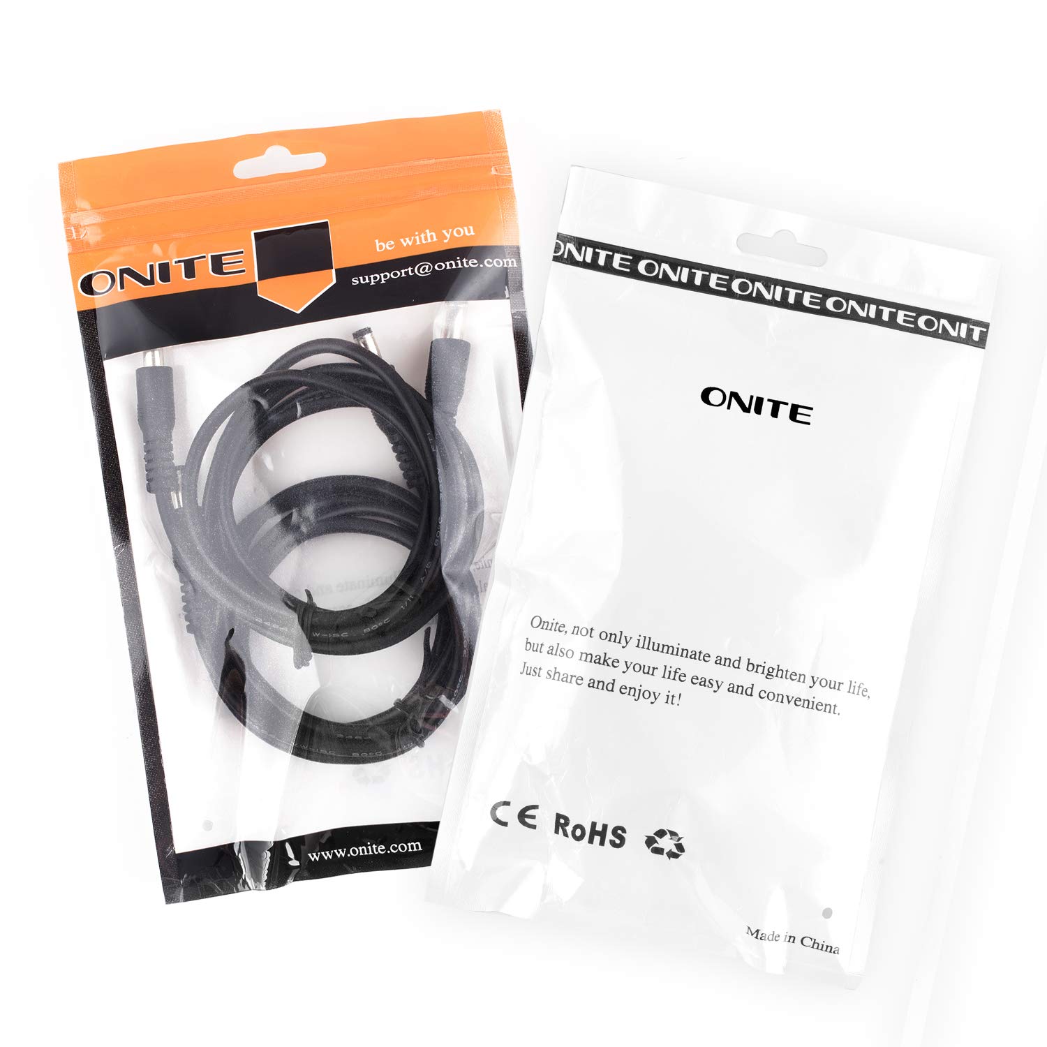 Onite 3.3ft Male to Male Extension Cord, DC 5.5x2.1mm Power Adapter Cable, for LED Strip, Surveillance Camera, CCTV Security Camera, LED Display, IP Camera, DVR, Router, Invoice Printer, 2-Pack