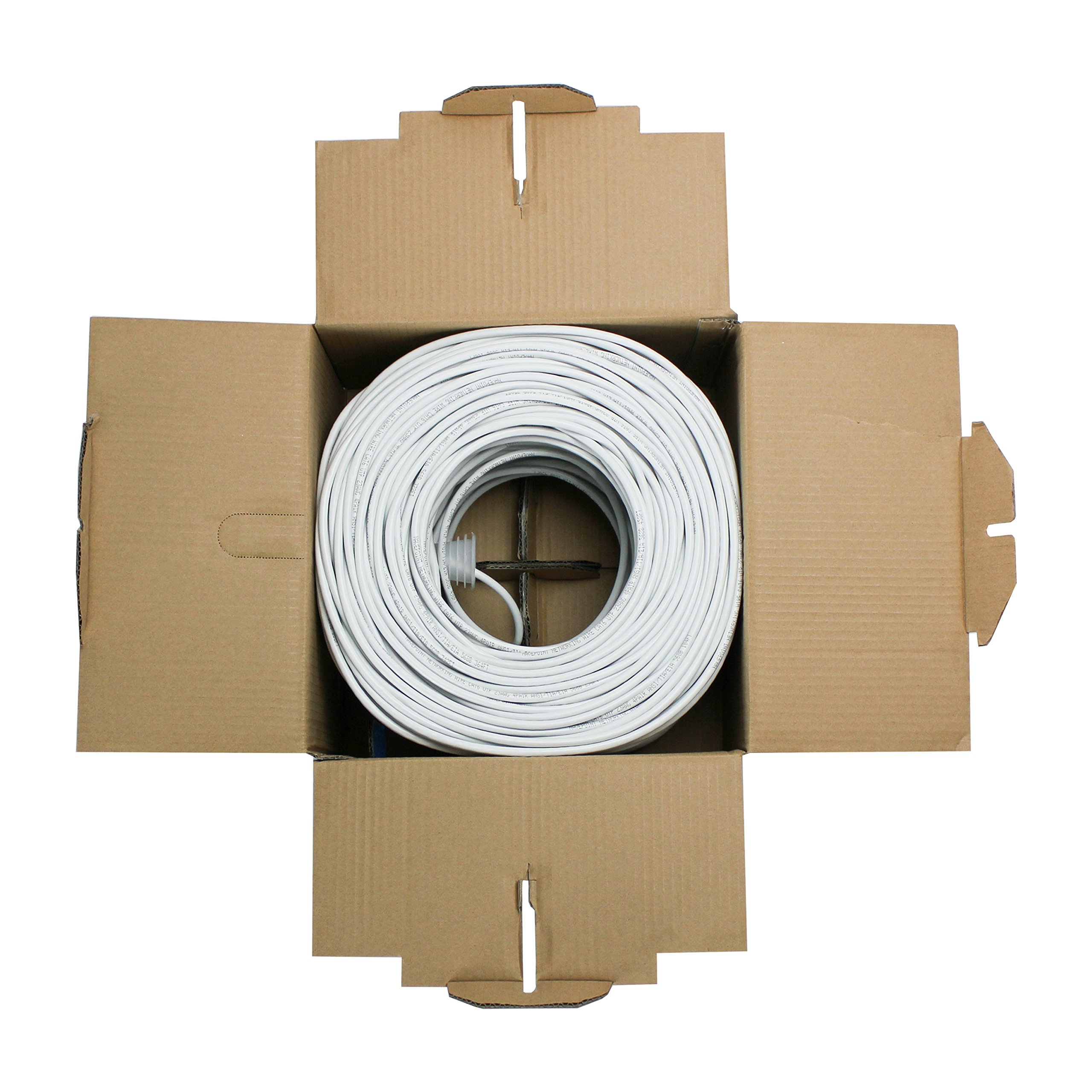 NavePoint CAT6 Ethernet Cable - CCA Bulk CAT6 Cable 500ft Ethernet Cable, 550MHz, 23AWG 4 Pair, Unshielded Twisted Pair (UTP), Solid White
