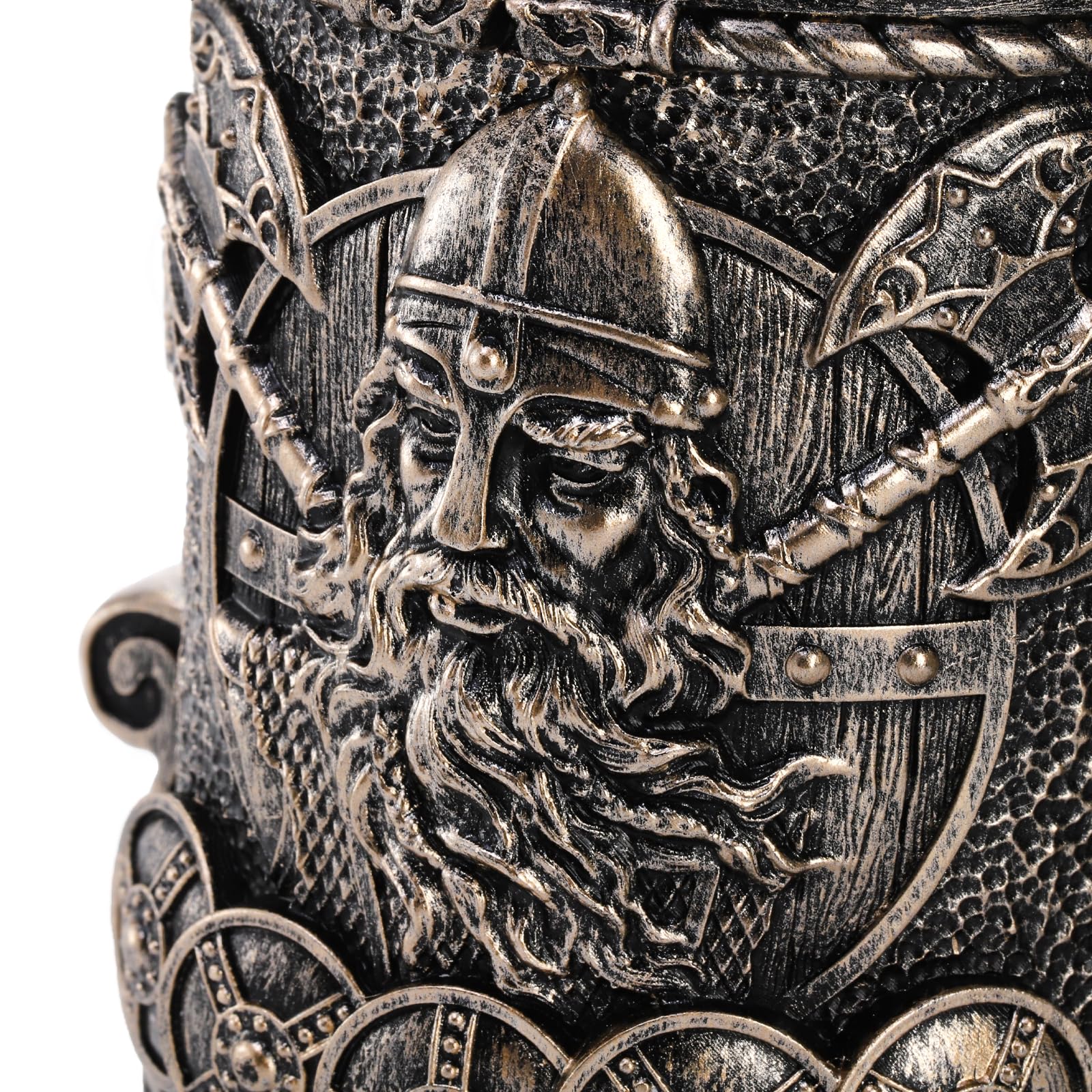 ZENFUN Noric Viking Ship Dragon Beer Mug, 18/8Stainless Steel Drinking Tankard, 17 OZ Wine Coffee Cup, Norse Mythology Poetic Decor Beer Mug, Great Gift for Men