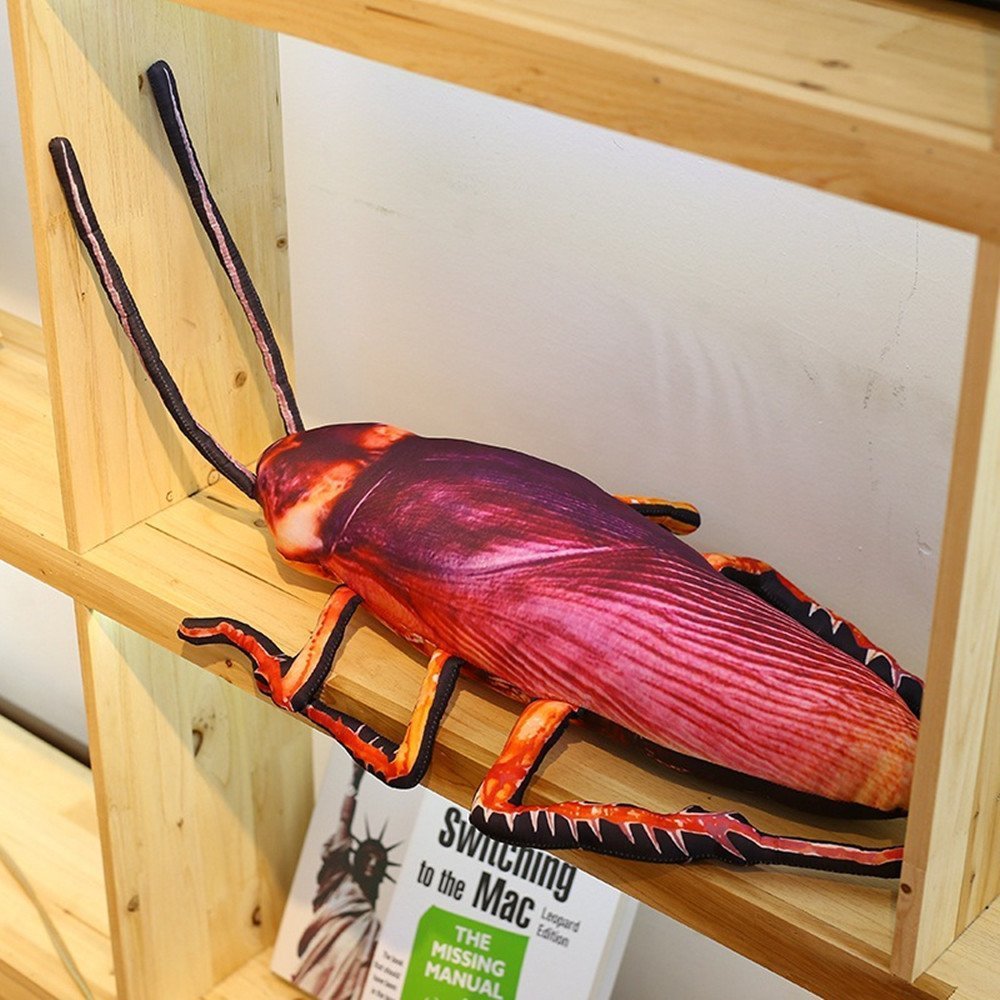 Creative Cockroach Plush Pillow 3D Animal Insect Stuffed Throw Pillow Funny Home Sofa Car Decoration Play Toy Doll Unique Birthday Gift (55 CM=21.5 in)