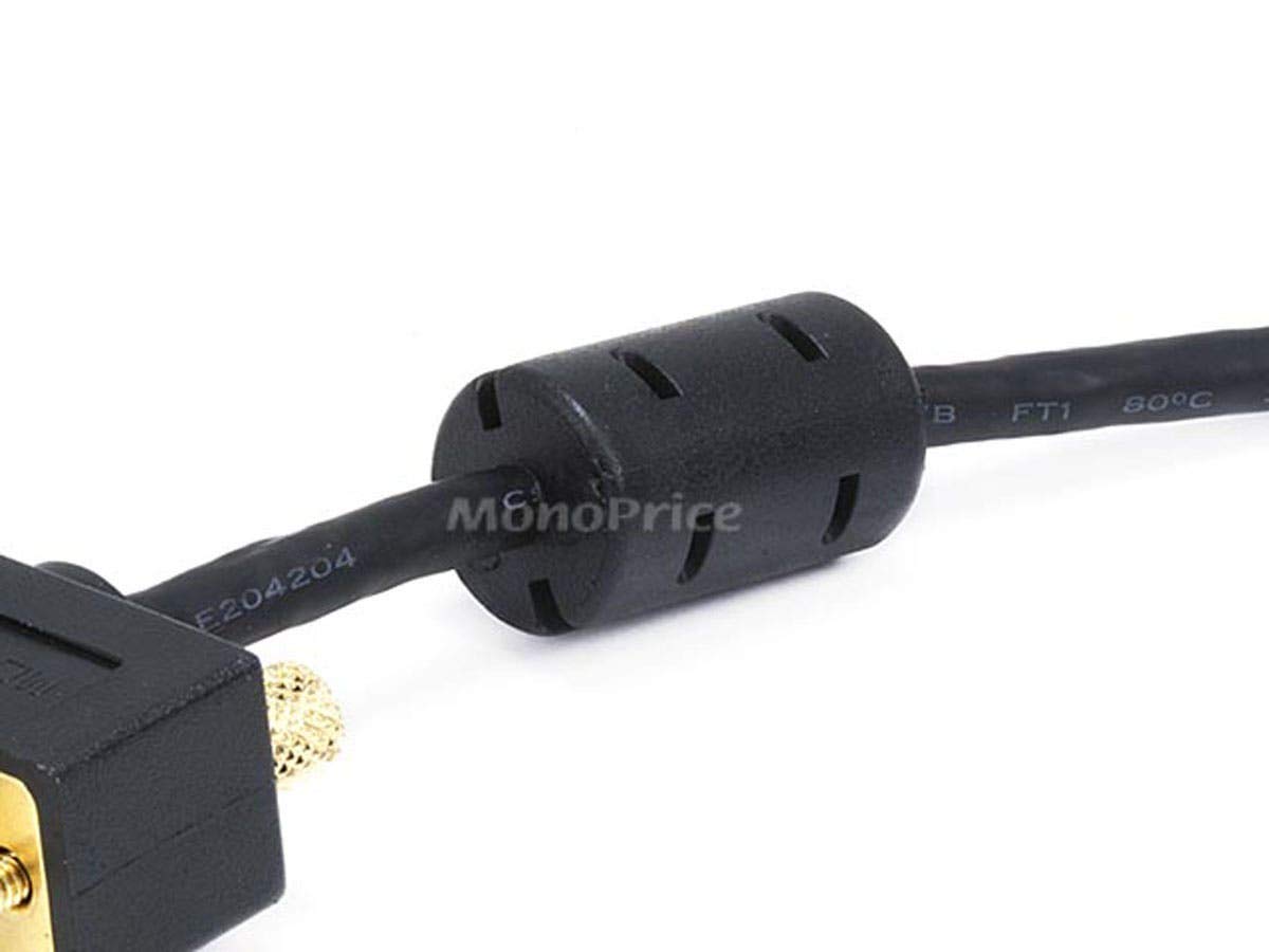 Monoprice 1.5ft Ultra Slim SVGA Super VGA 30/32AWG M/M Monitor Cable w/ ferrites (Gold Plated Connector)