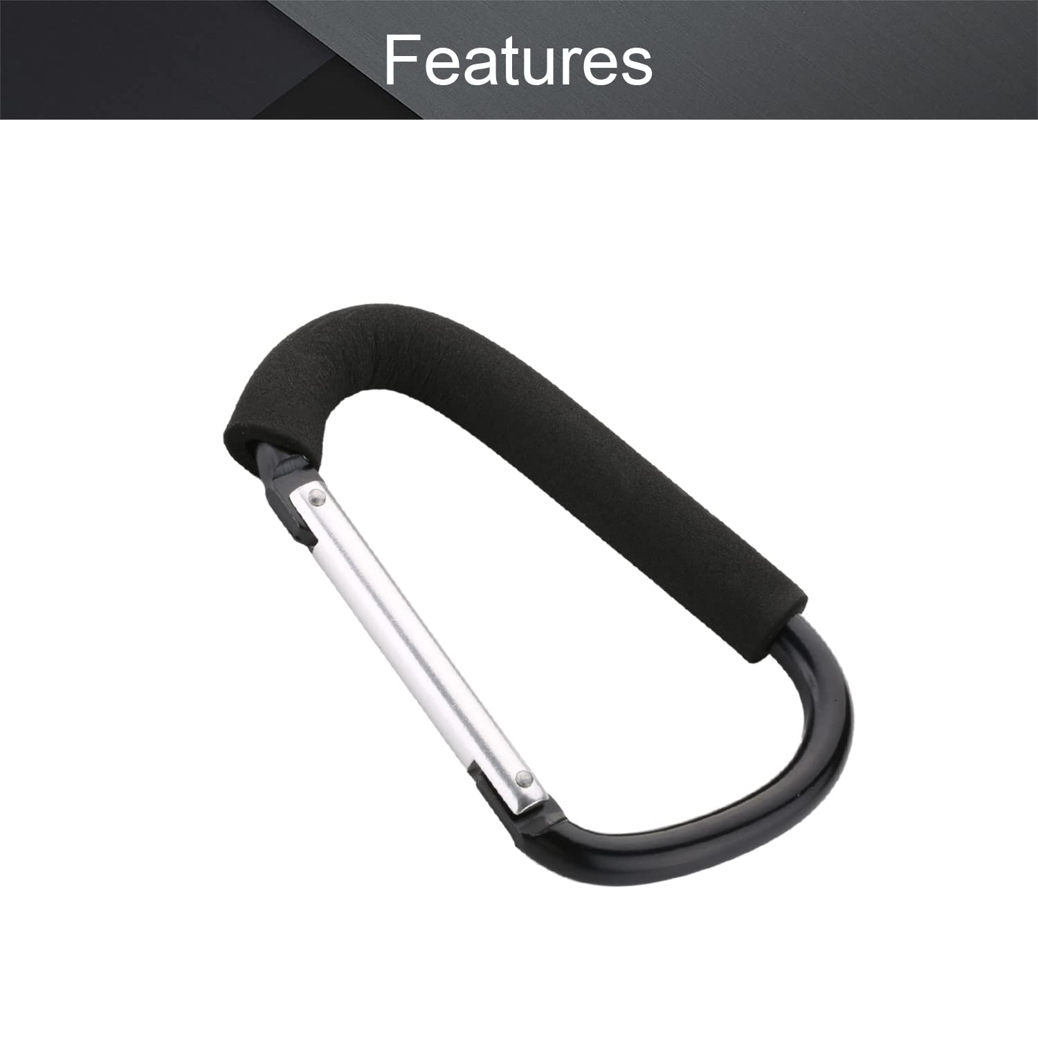 MroMax Pack of 1 Grocery Bag Holder Handle Carrier Tool Grip Your Tote,Handy Stroller Hooks, Multi Purpose Hooks, Pushchair Shopping Bag Hook Carabiner 6.3"*3.94" Maximum Load 6.61 lb (Black)