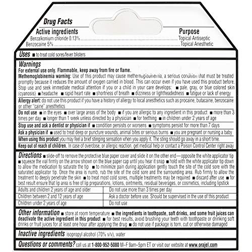 Orajel Cold Sore Treatment β Instant Relief for Cold Sore Pain- From #1 Oral Pain Relief Brand