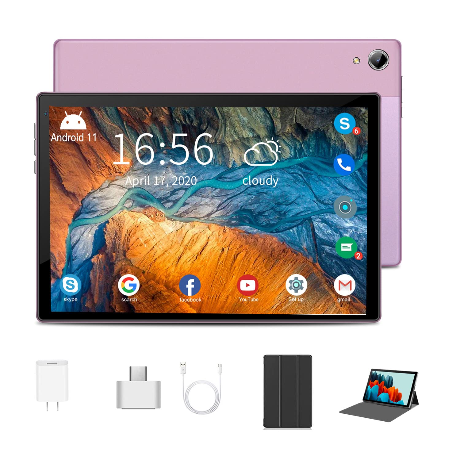 AOYODKG Tablet 10.4 inch Android 11 Large Tablet pc,Octa Core with 64GB Storage 256GB Expandable, 6500mAh,1920 * 1200 HD Tablets,10-Point Touch 2.5D,13MP Camera, Bluetooth, 5g WiFi Tablet(Pink)