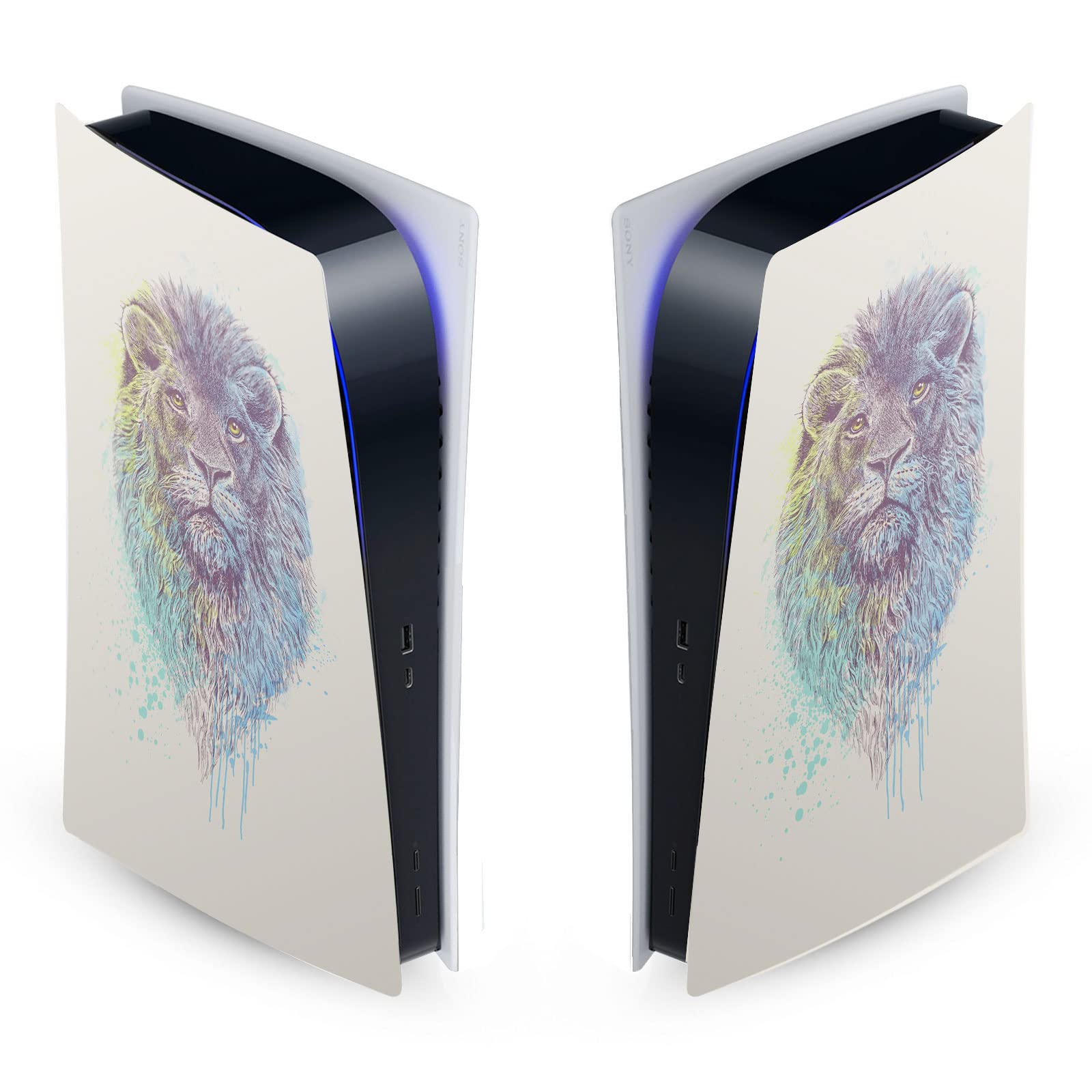 Head Case Designs Officially Licensed Rachel Caldwell Lion Art Mix Vinyl Faceplate Sticker Gaming Skin Decal Cover Compatible With Sony PlayStation 5 PS5 Digital Edition Console