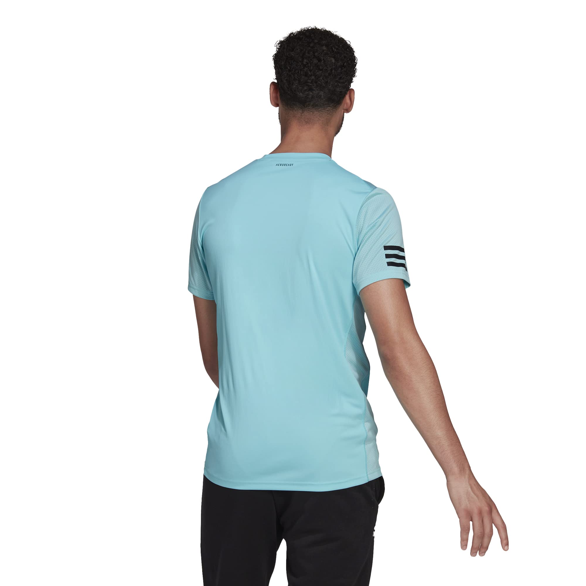 adidas Men's Club Tennis 3-Stripes Tee, Pulse Aqua/Black, X-Large