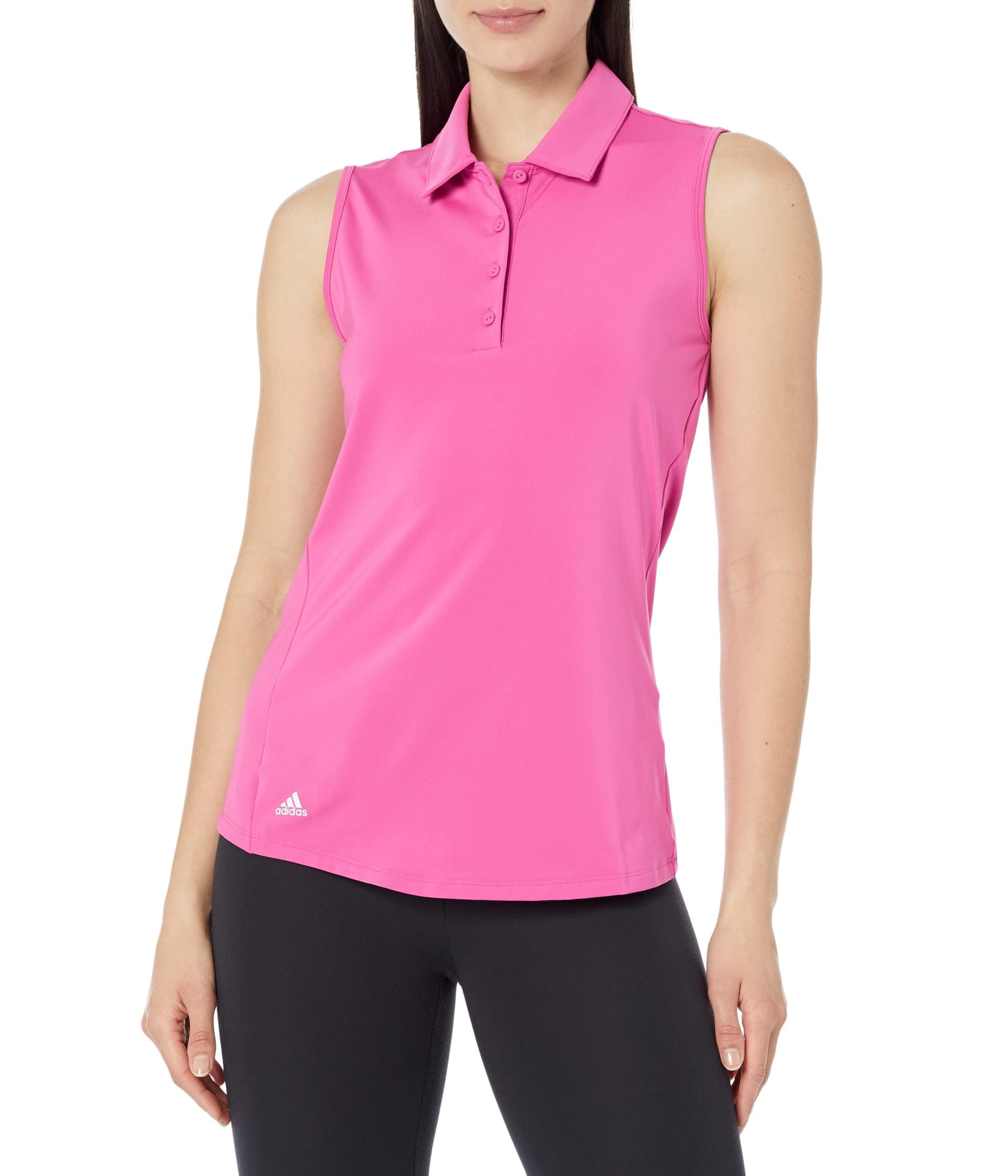 adidas Women's Standard Ultimate365 Solid Sleeveless Polo Shirt, Lucid Fuchsia, Large