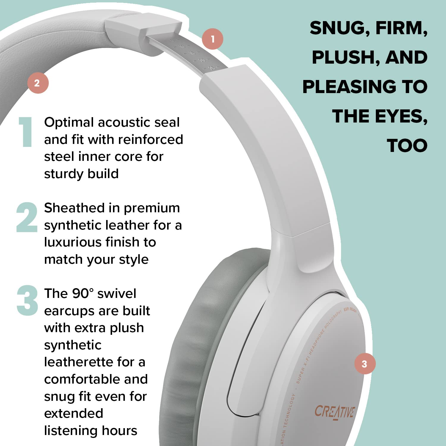 Creative Zen Hybrid (White) Wireless Over-Ear Headphones with Hybrid Active Noise Cancellation, Ambient Mode, Up to 27 Hours (ANC On), Bluetooth 5.0, AAC, Built-in Mic, Foldable