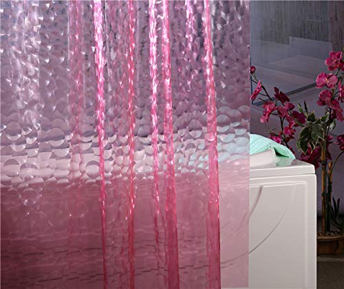 Adwaita Newest Design 3D Bubbles Shower Curtain Liner, No Odors,Eco Friendly(Pink)