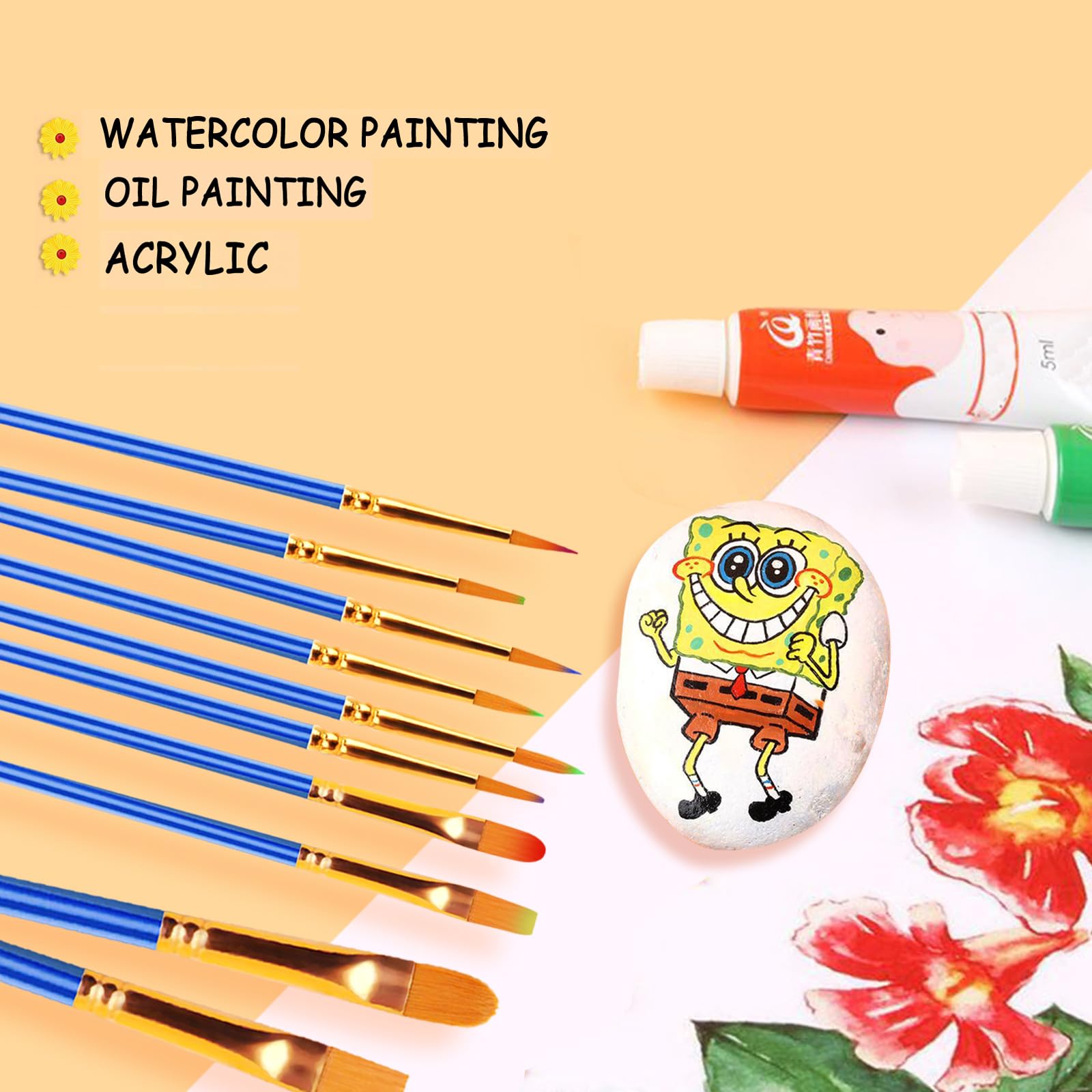 Paint Brushes Set 20pcs, Art Brushes, Paint Brushes, Paint Brush, Paint Brushes for Kids, Watercolor Brushes, Acrylic Paint Brushes, Paint Brushes for Acrylic Painting, Drawing and Art Supplies