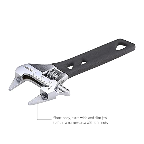 Amazon Basics 2-Piece Slim Jaw Adjustable Wrench with Inch/Metric Scale, Includes: 4.5-Inch (115mm), 5.5-Inch (140mm)