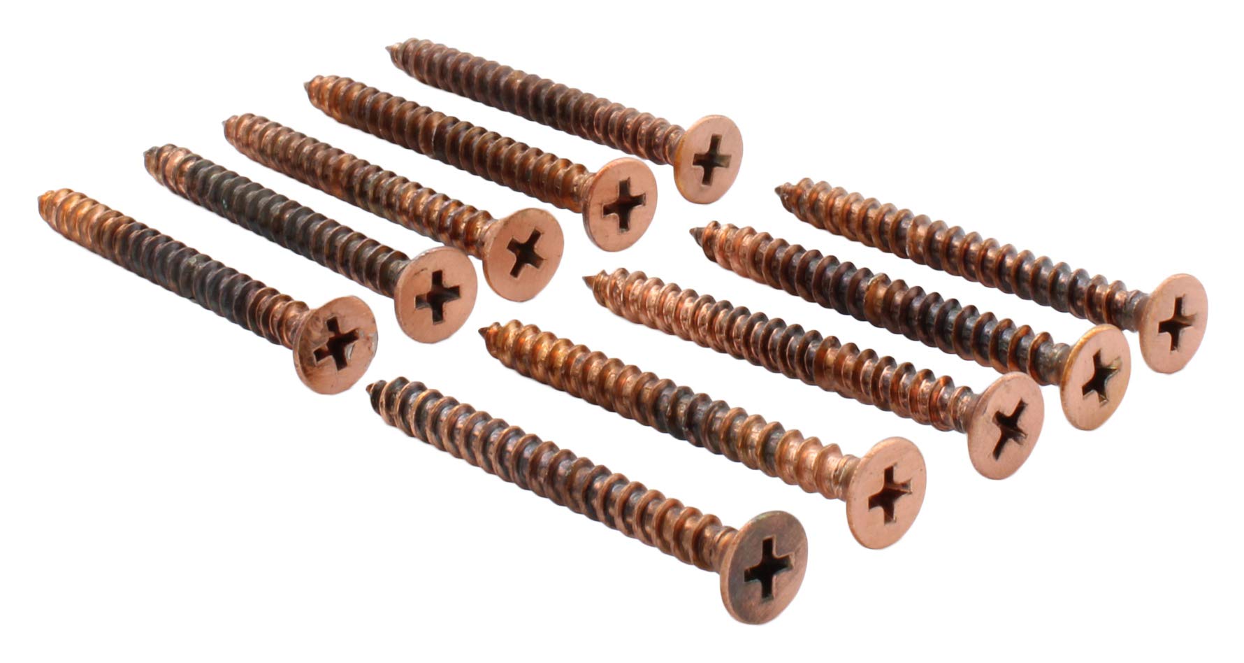 CRL Brushed Copper #10 x 2" Wall Mounting Flat Head Phillips Sheet Metal Screw - Package
