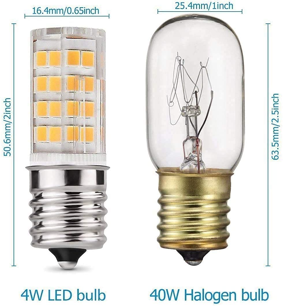 Adzok E17 LED Bulb Microwave Oven Light Dimmable 5 Watt Warm White 3000K 52X2835SMD AC110-130V (Pack of 4)