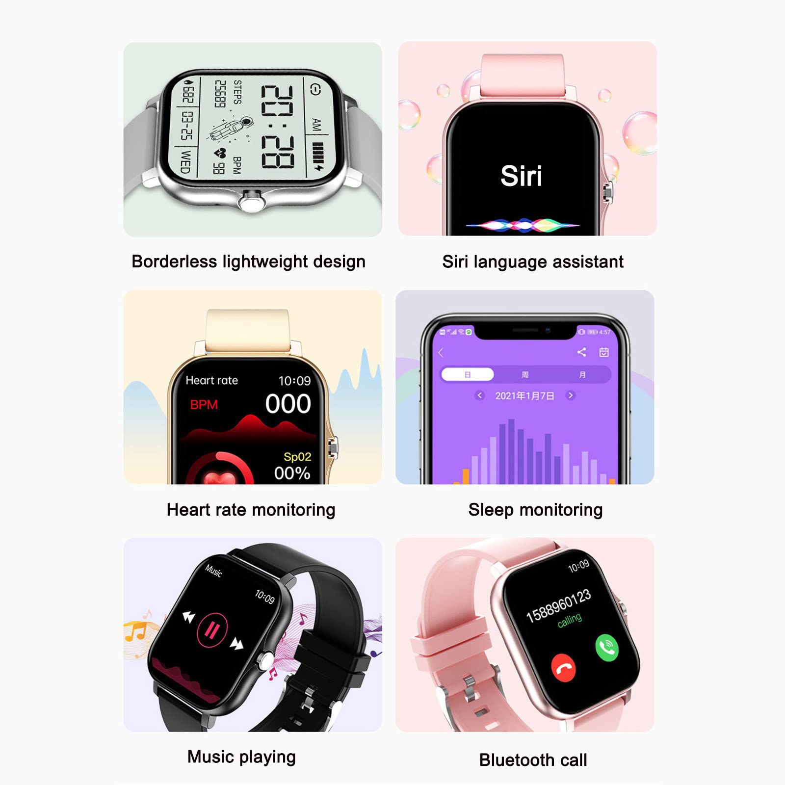 Bilukmi Smartwatch Multifunction Ip67 Waterproof Bluetooth Call Casual 1.7 inch IPS Full TOU-ch Screen Metal Case Custom Interface