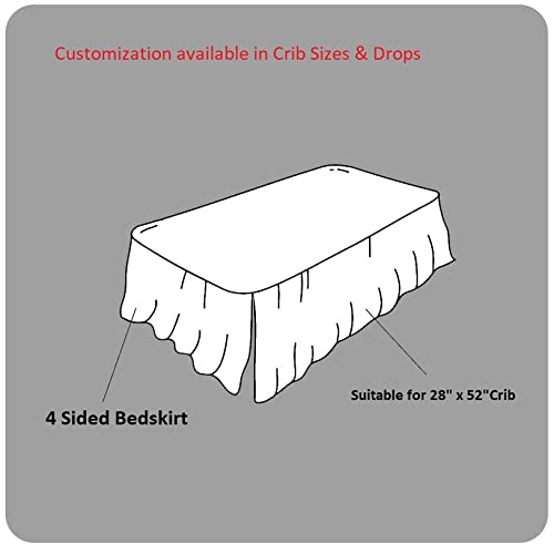 Crib Bed Skirt Dust Ruffle - Crib Dust Ruffle with Split Corners - Baby Crib Bedskirts 600TC 100% Cotton - Nursery Crib BeddLing Infants Toddler Bedskirt - 14" Drop (28"x52" - Standard, White)
