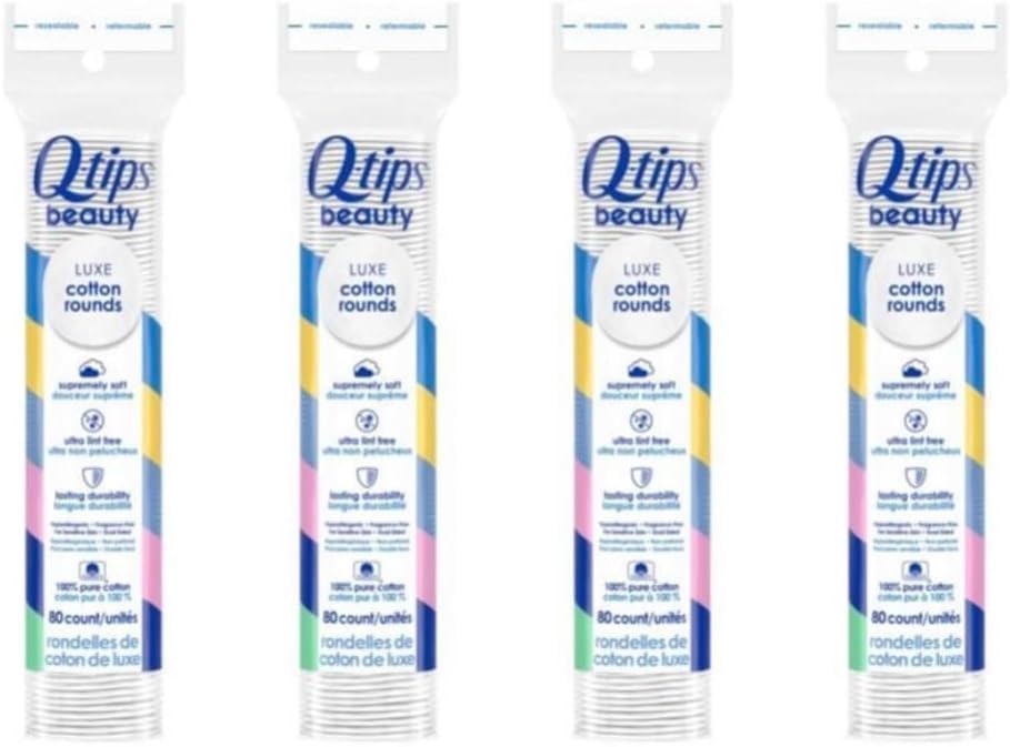 Q-tips Beauty Cotton Rounds, 80 Count (Pack of 4)