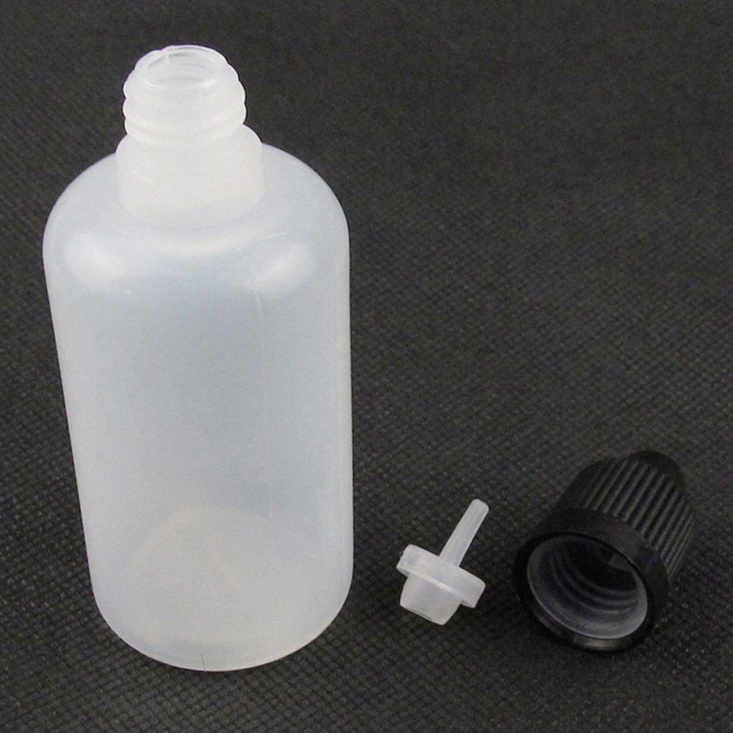 Newzoll 50 ml LDPE Bottle Store Most Liquids EYE DROPS with Childproof Cap&Long Thin Tip 10PCS Black Cap