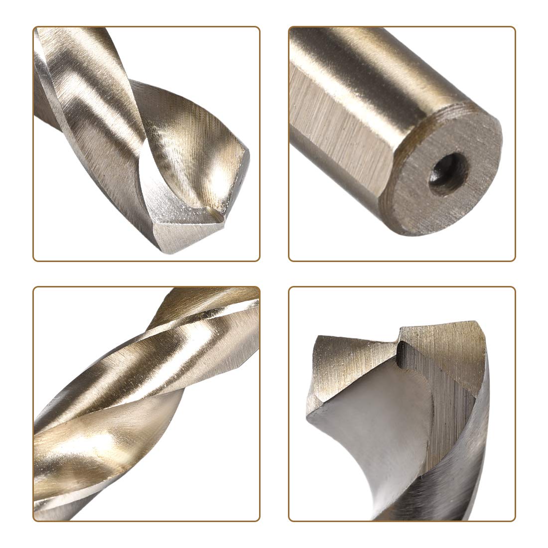 uxcell Reduced Shank Twist Drill Bits 12mm Black Nitride & Gold Titanium Coated High Speed Steel 6542 with 10mm Shank for Stainless Steel Alloy Metal Plastic Wood