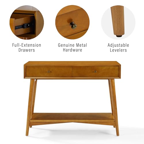 Crosley Furniture Landon Sofa Console Table with Drawers and Shelf for Hall, Entryway, or Living Room, Acorn