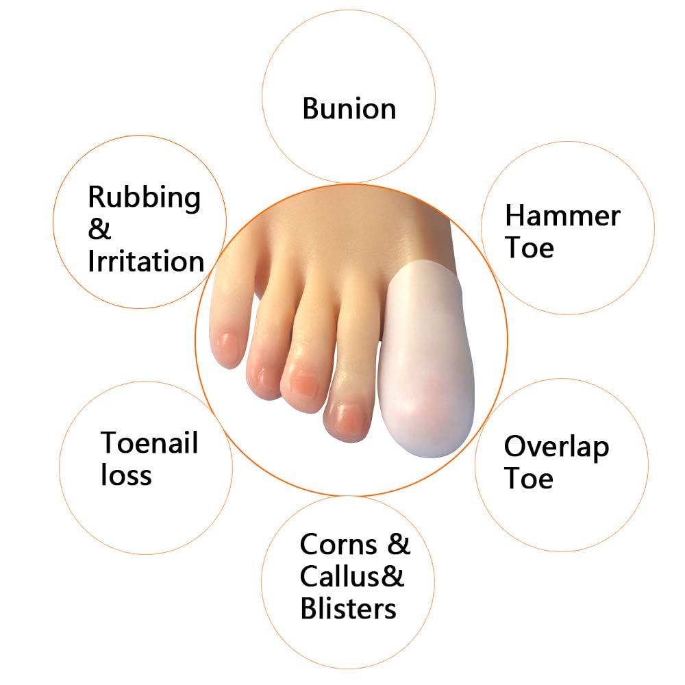 AQUASHIELDING Toe Protectors, Gel Toe Covers for Missing or Ingrown Toenails, Toe Caps and Sleeves for Shoes, Protect Toe from Rubbing and Friction(10 pcs)