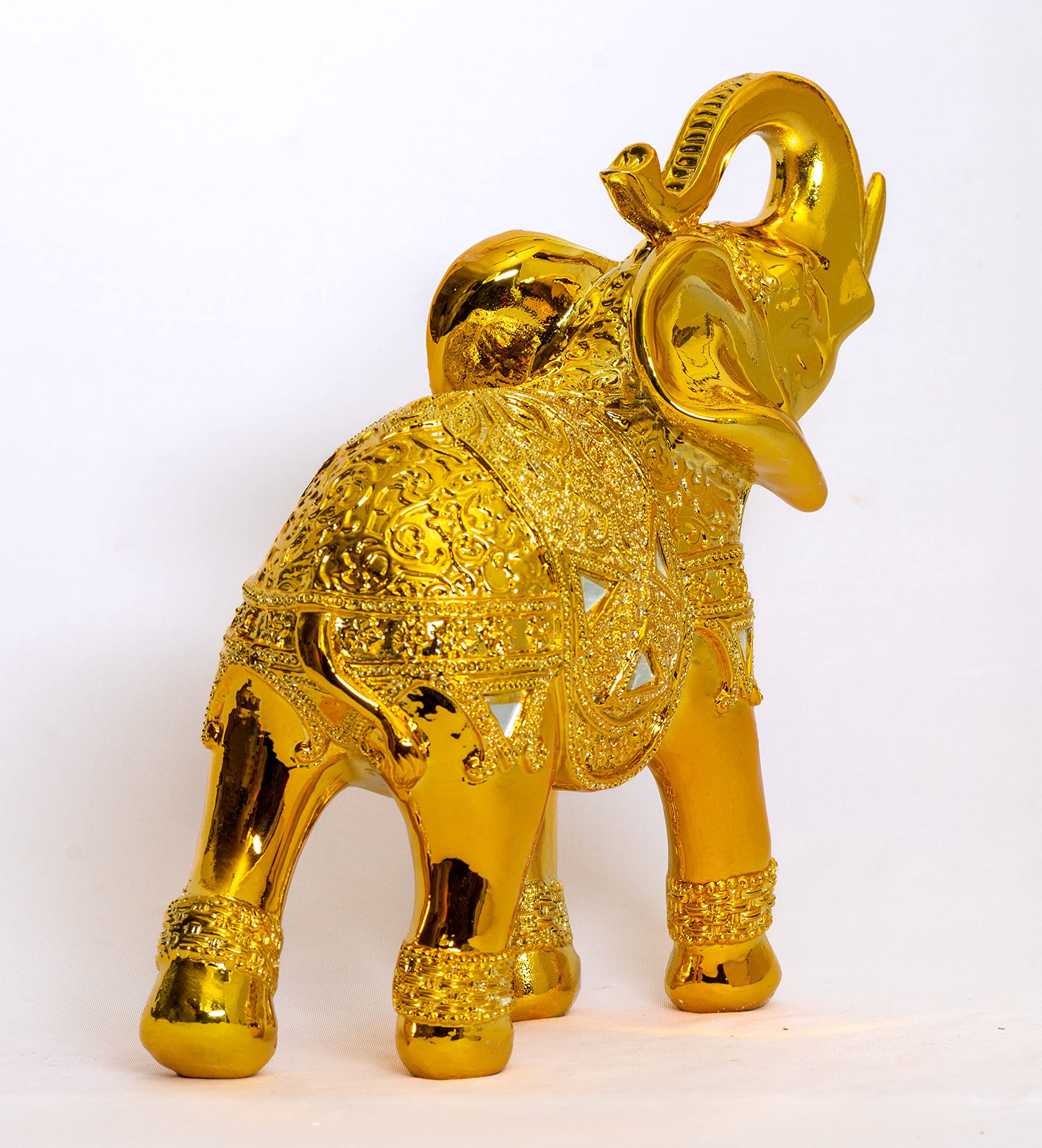Dalax- 8"(H) Elephant Statue Figurines Home Decor Trunk Facing Upwards Lucky Figurine Living Room Office Decorations Ornaments Statues Gift Set