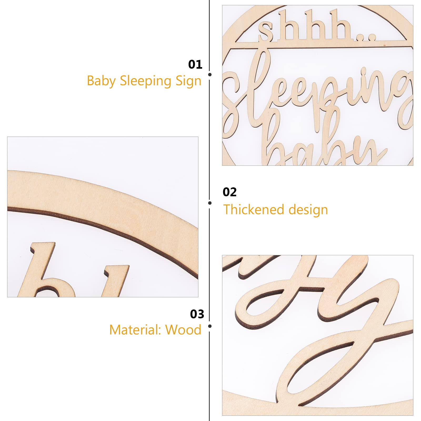 Baby Sleeping Front Door Sign Hollow Out Wooden Hanger Baby Room Hanging Sign