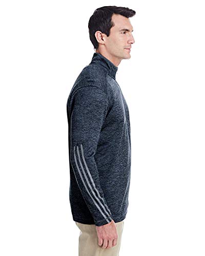 Adidas Brushed Terry Heathered Quarter-Zip Pullover 2XL Navy Heather/ Mid Grey