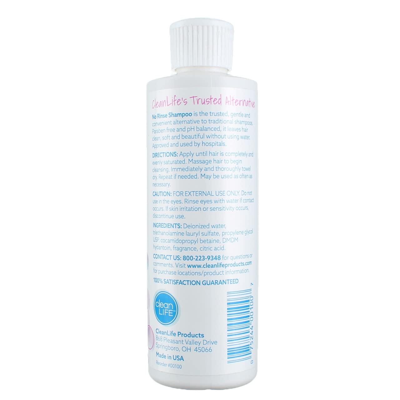No-Rinse Shampoo, 8 fl oz - Leaves Hair Fresh, Clean and Odor-Free