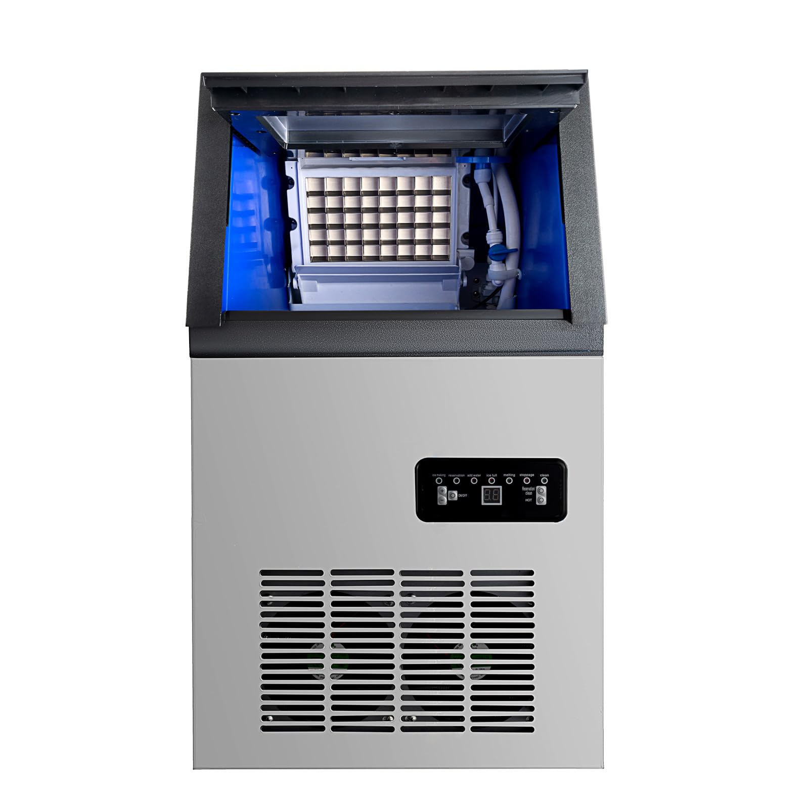 SmaketBuy Commercial Ice Maker 110LBS/24H Stainless Steel Commercial Ice Maker Machine Auto Operation 24LBS Storage 32 Cubes Freestanding Commercial Ice Cube Maker for Restaurant, Coffee Shop, Bar