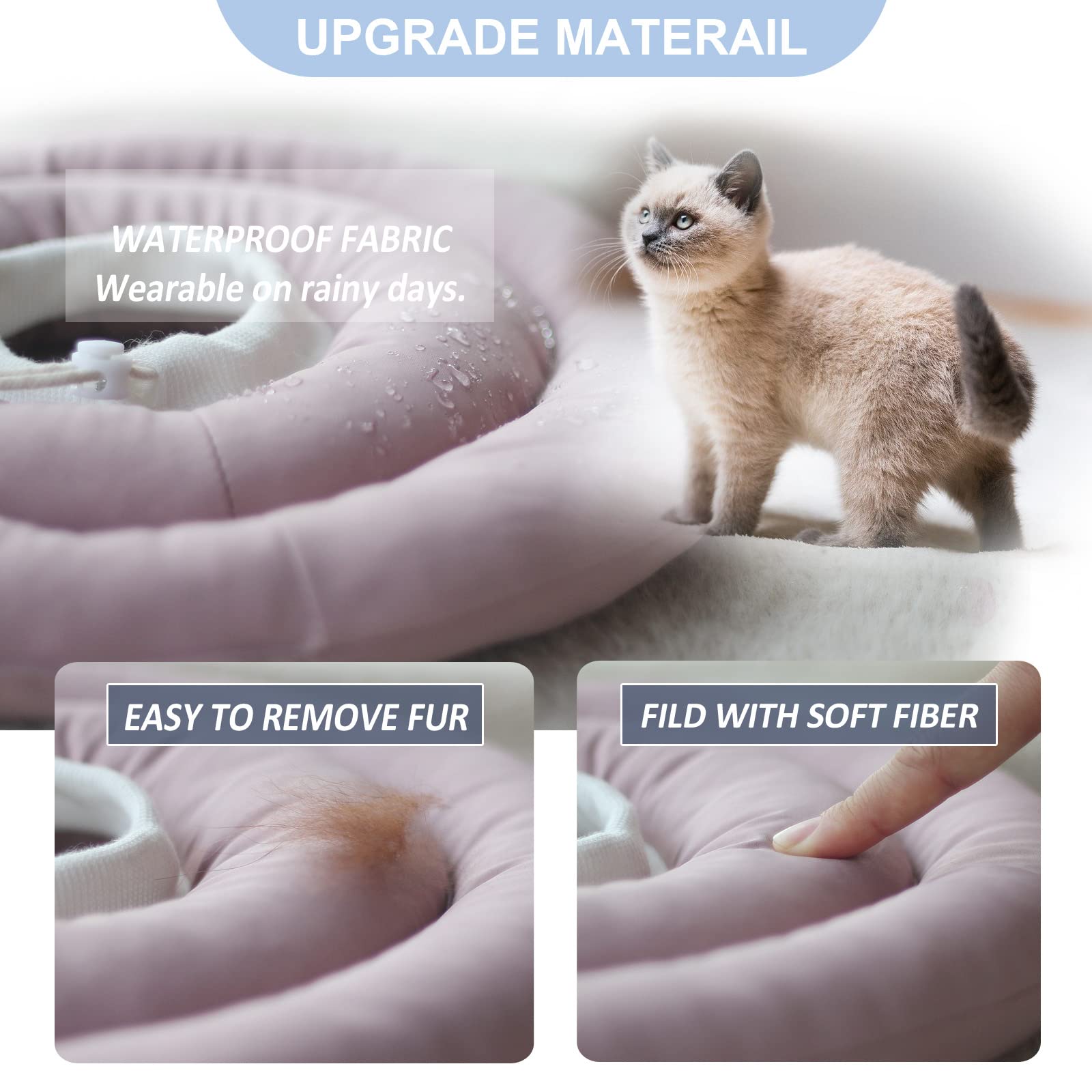 Docutca Soft Cat Cone Collar, Cat Recovery Collar, Cute Donut Cat Cone Alternative After Surgery with Adjustable Neck Strap,Comfy Pet Pillow Cone for Small Dog, Kitten