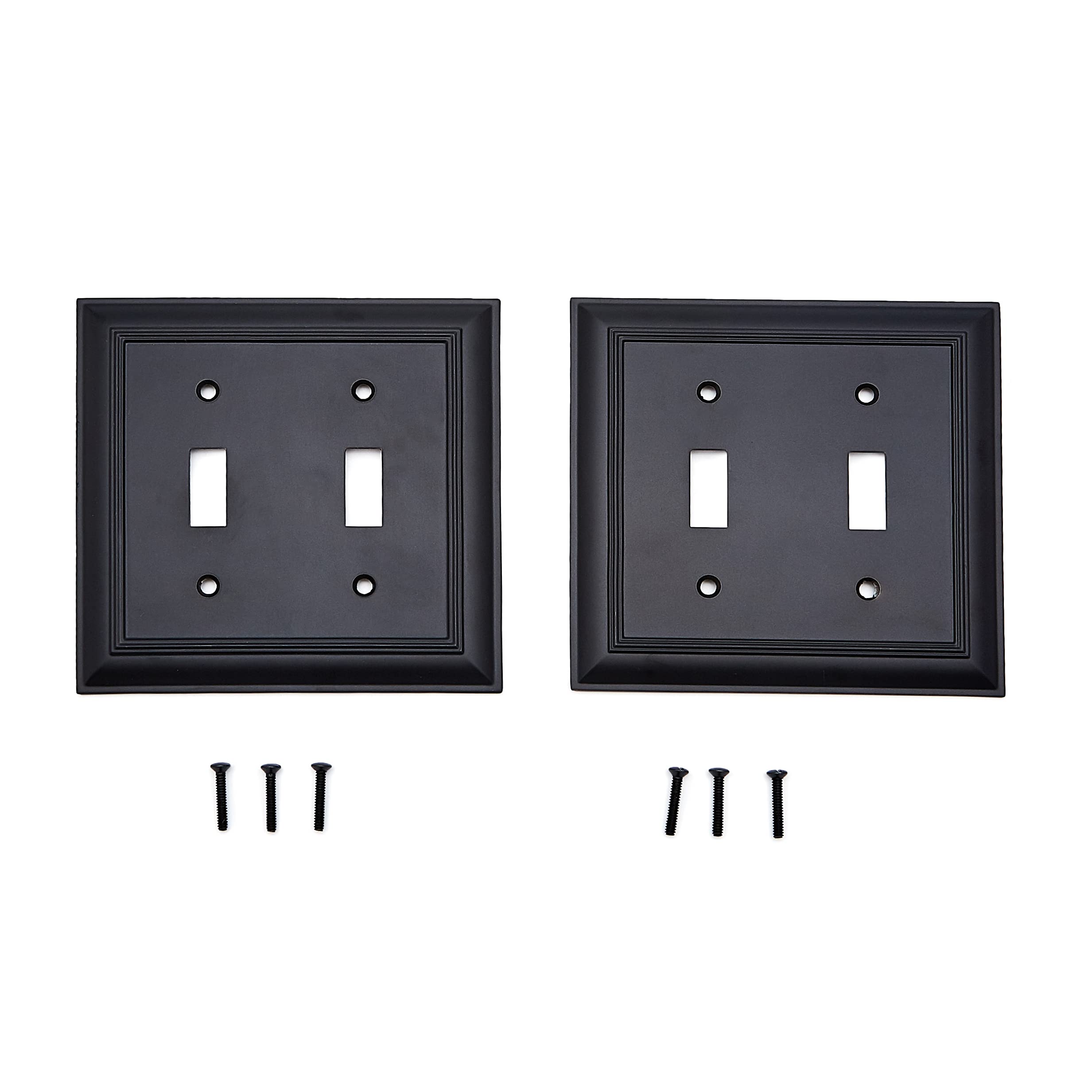 Amazon Basics Decorative 2-Gang Toggle Wall Plate - 2-Pack, Flat Black