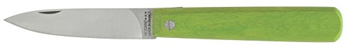 Nogent Le Pocket Folding Paring Kitchen Knife, Made in France, Straight Edge, Hardwood Handle, Lime Green, 3.15-Inch Carbon Steel Blade