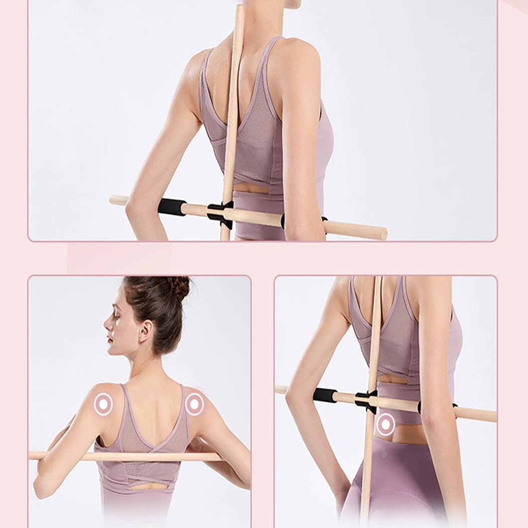 AnHera 2pcs Yoga Sticks Stretching Tool, Wooden Sticks Creative Posture Correction Straight Back Straigtheners, Correction Stick for Home Woman, Stretching Tool with Stick Buckle. (50cm), X-Small