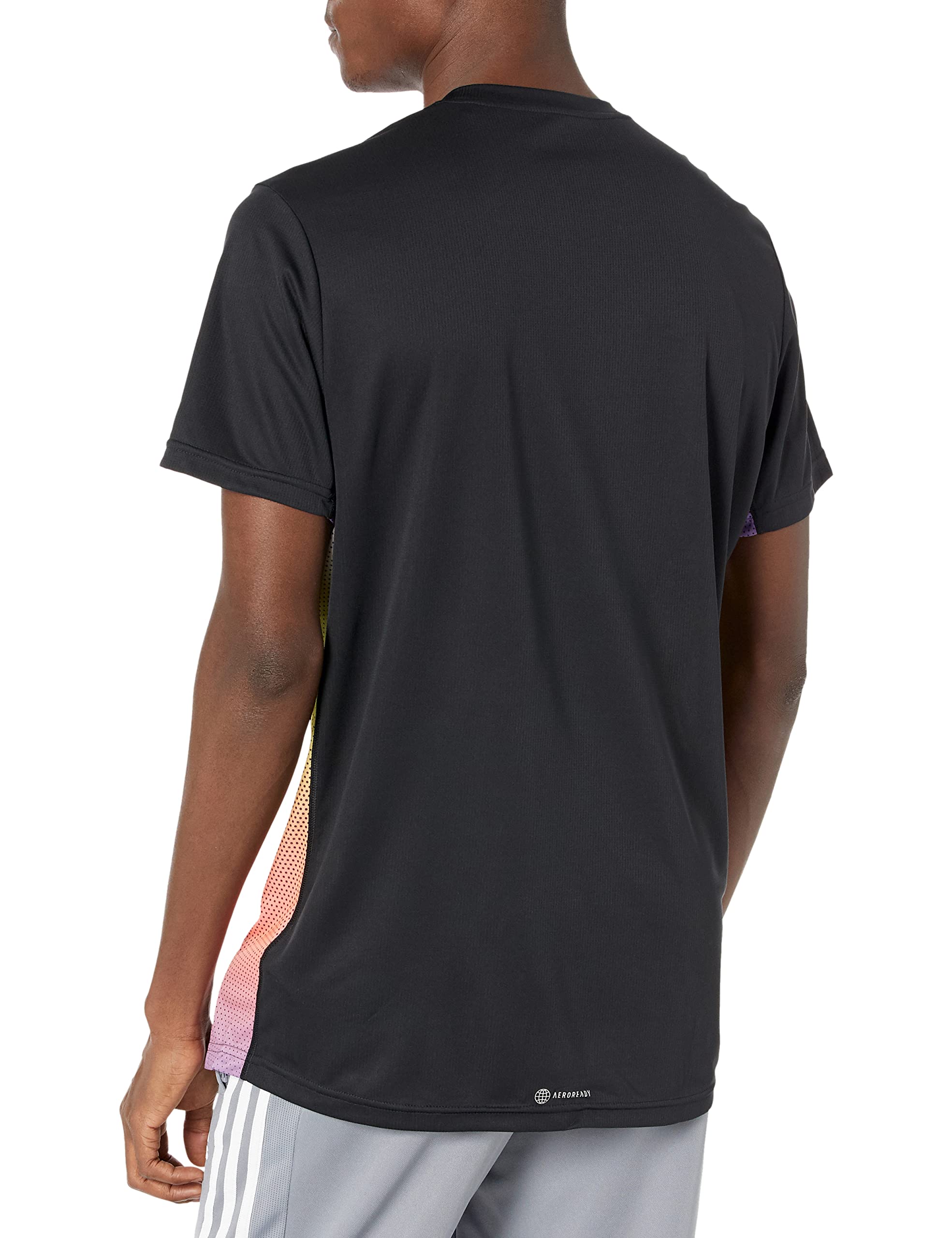 adidas Men's Own The Run Color Block Tee, Black/Purple Rush/Pulse Lime/Acid Red, X-Large