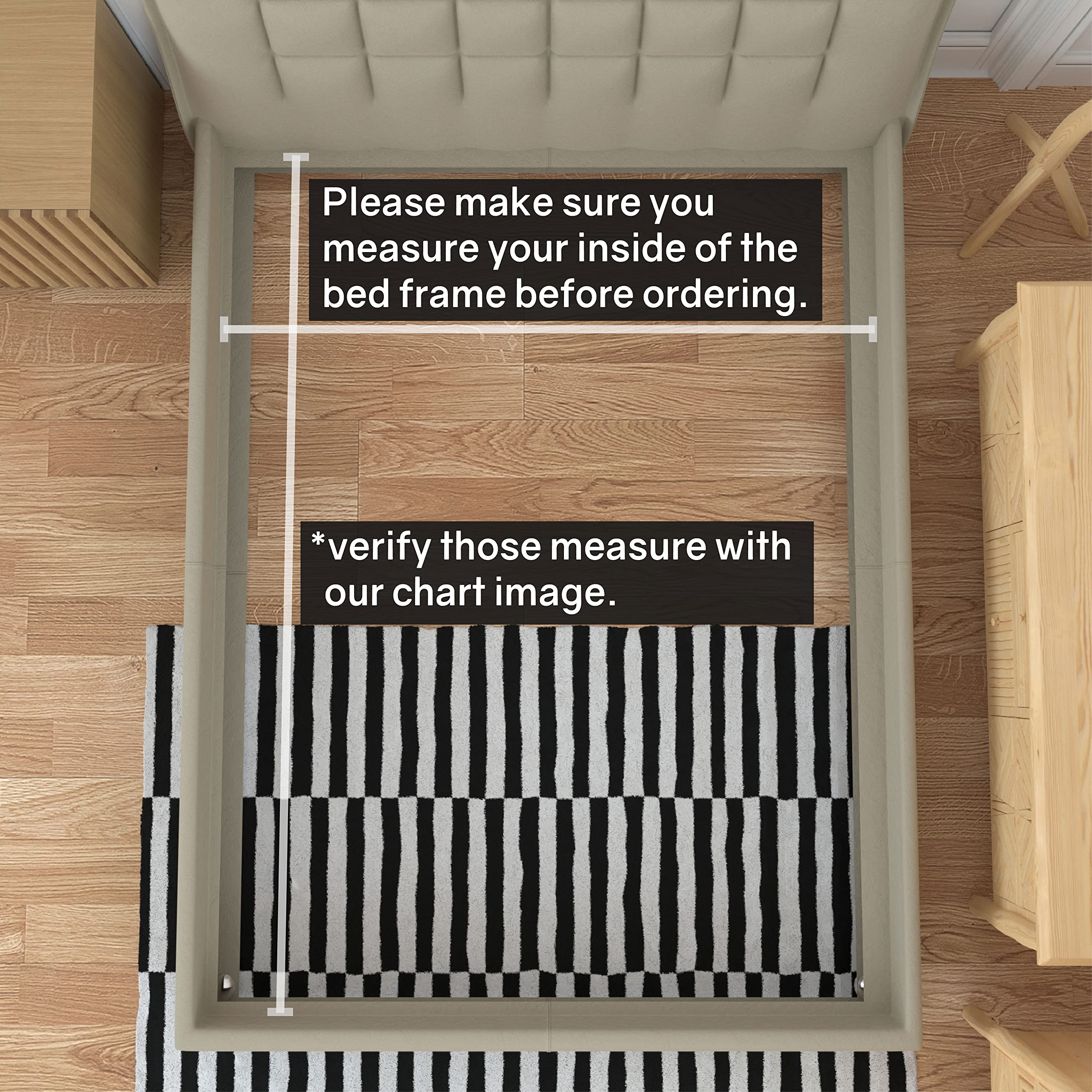 Continental Mattress, 0.68-Inch Heavy Duty Vertical Mattress Support Wooden Bunkie Board/Bed Slats, Queen, Beige
