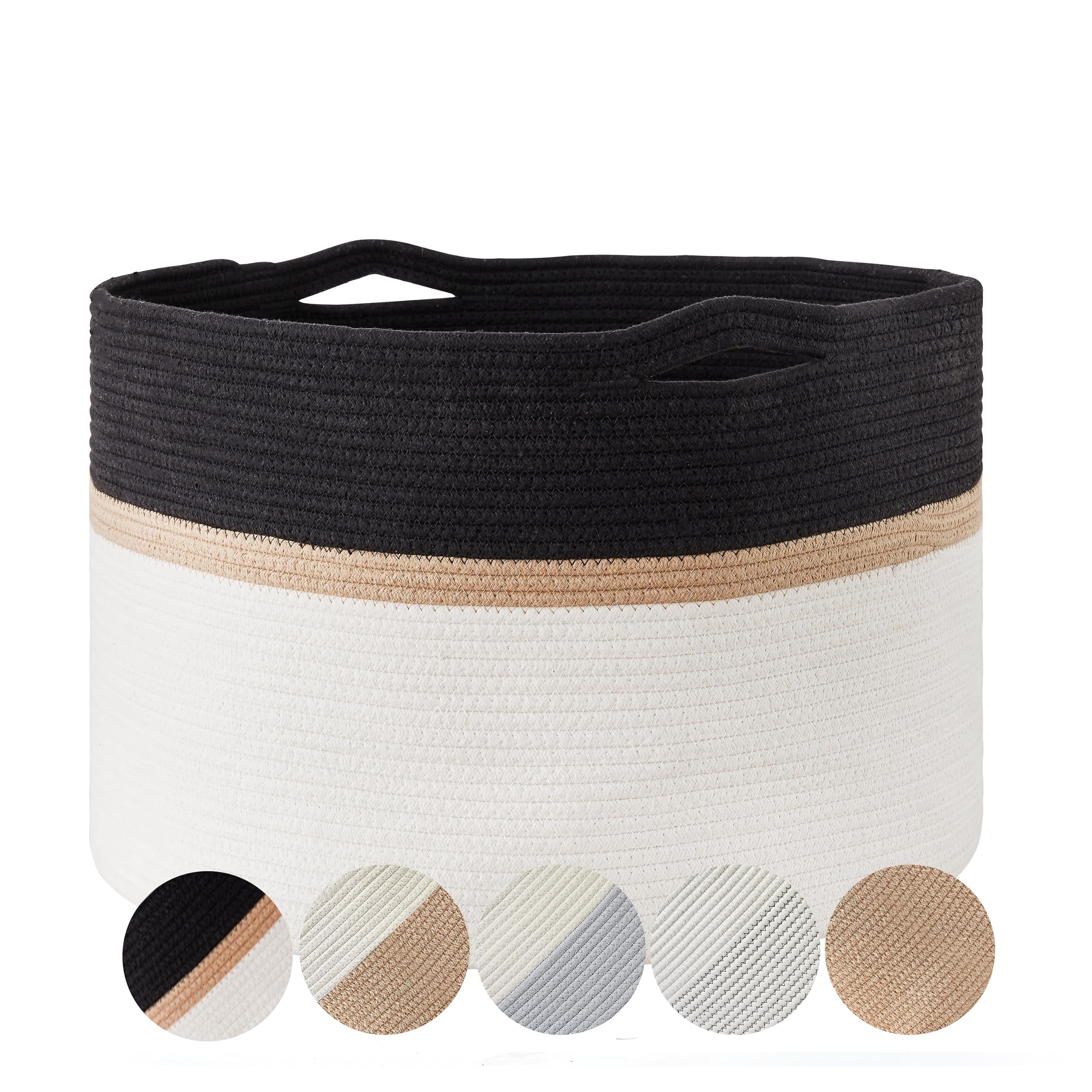 CuddleHaus | Modern Boho Basket | Living Room Blanket Storage Holder | Nursery Laundry Baskets | Baby and Kids Room Toy Organization | Woven Cotton Rope Bathroom Towel Basket