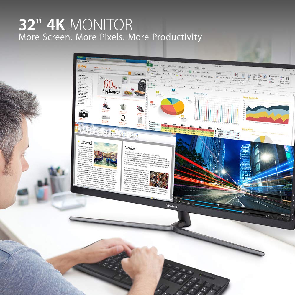 ViewSonic VX3211-4K-MHD 32in IPS 4K UHD Monitor HDMI DisplayPort (Renewed)