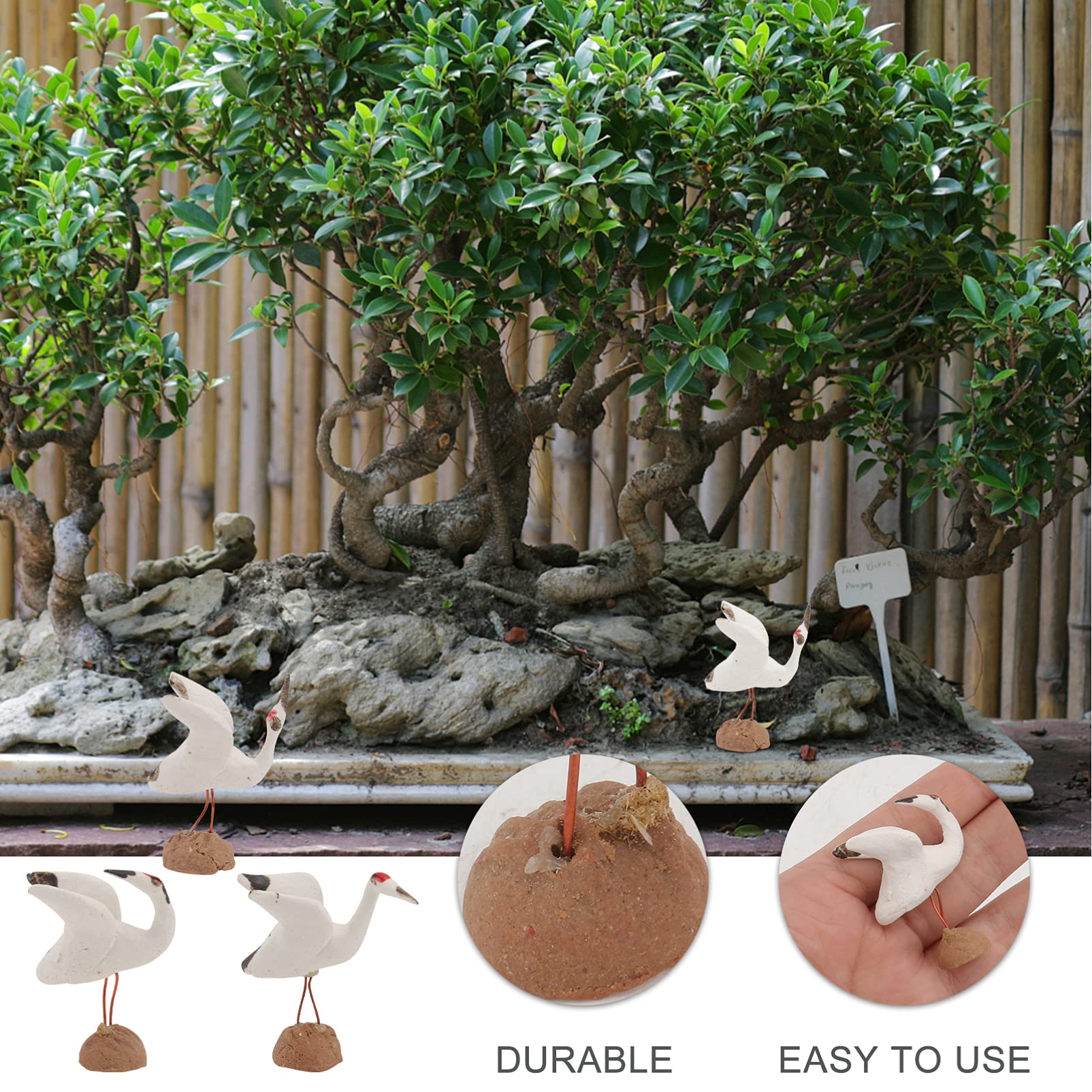 YARNOW 3pcs Miniature White Crane Statue Ceramics Chinese Bird Figurines Ornament for Fish Tank Bonsai Landscape Fairy Garden Decoration