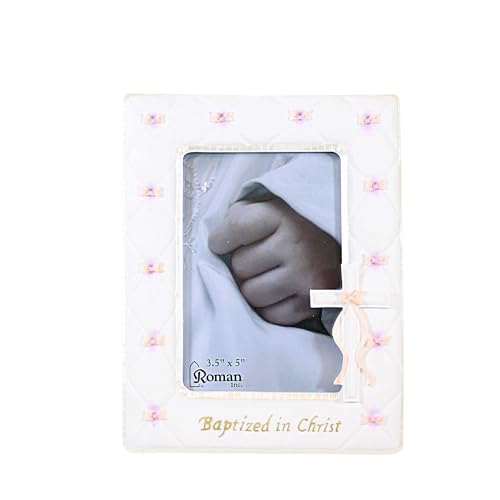 Roman Giftware Inc., Sacraments, Baptism & Christening, 7" H Baptism Girl Frame 3.5X5,Religious, Inspirational, Durable (5x1x7)