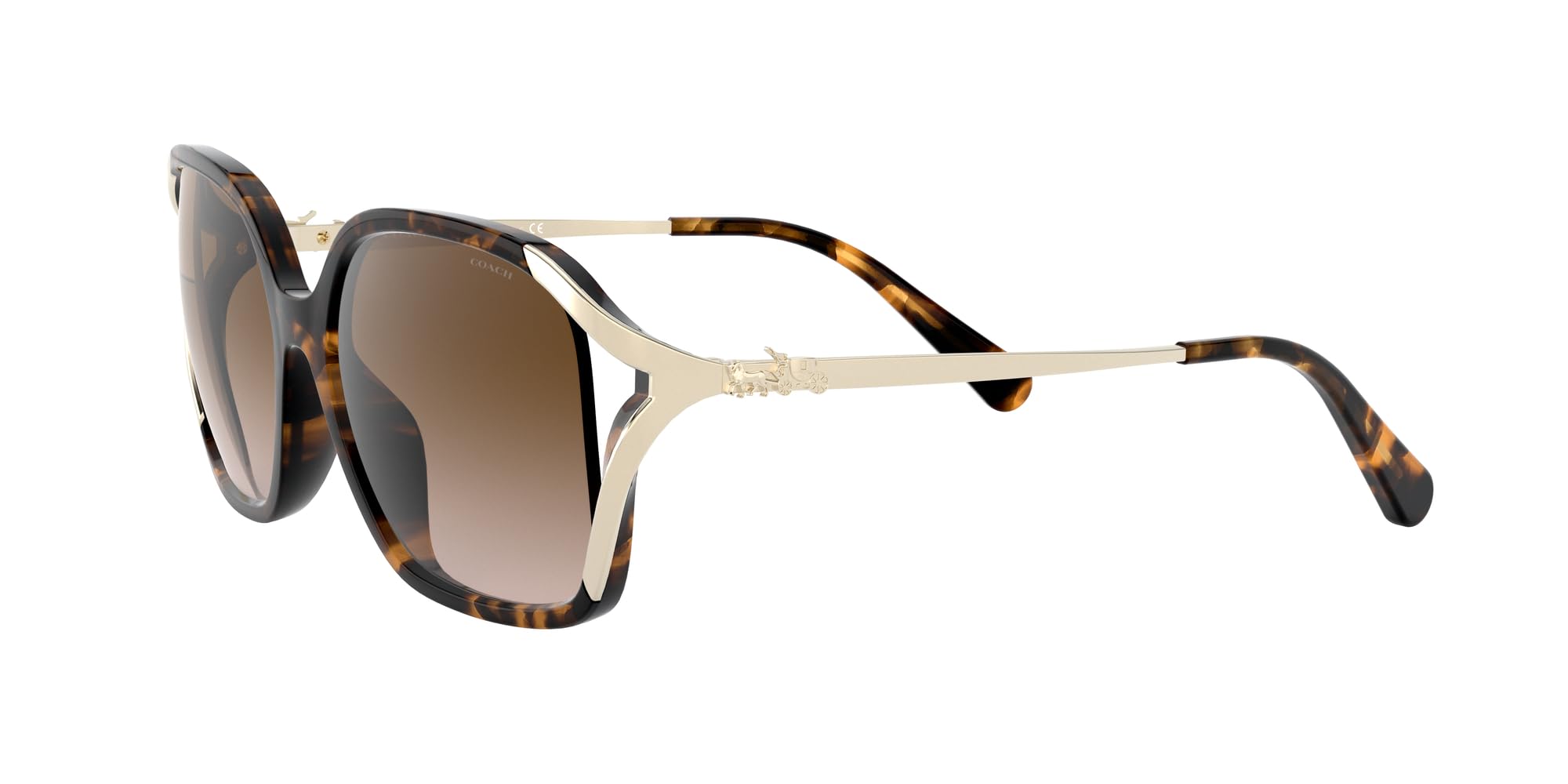 Coach HC8280U Universal Fit Sunglasses, Dark Tortoise/Brown Gradient, 57 mm