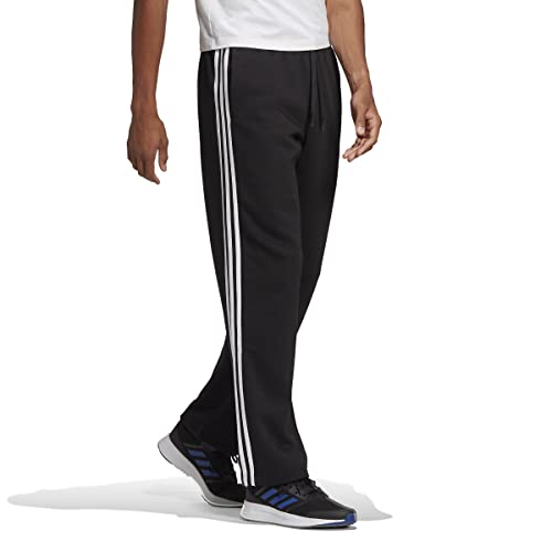 adidas Men's Size Essentials Fleece Open Hem 3-Stripes Pants, Black (2021), X-Large Tall