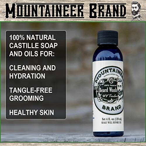 Mountaineer Brand Beard Grooming Kit for Men | Beard Oil, Conditioning Balm, Wash, Brush | Mustache Growth Essentials | WV Citrus & Spice Scented