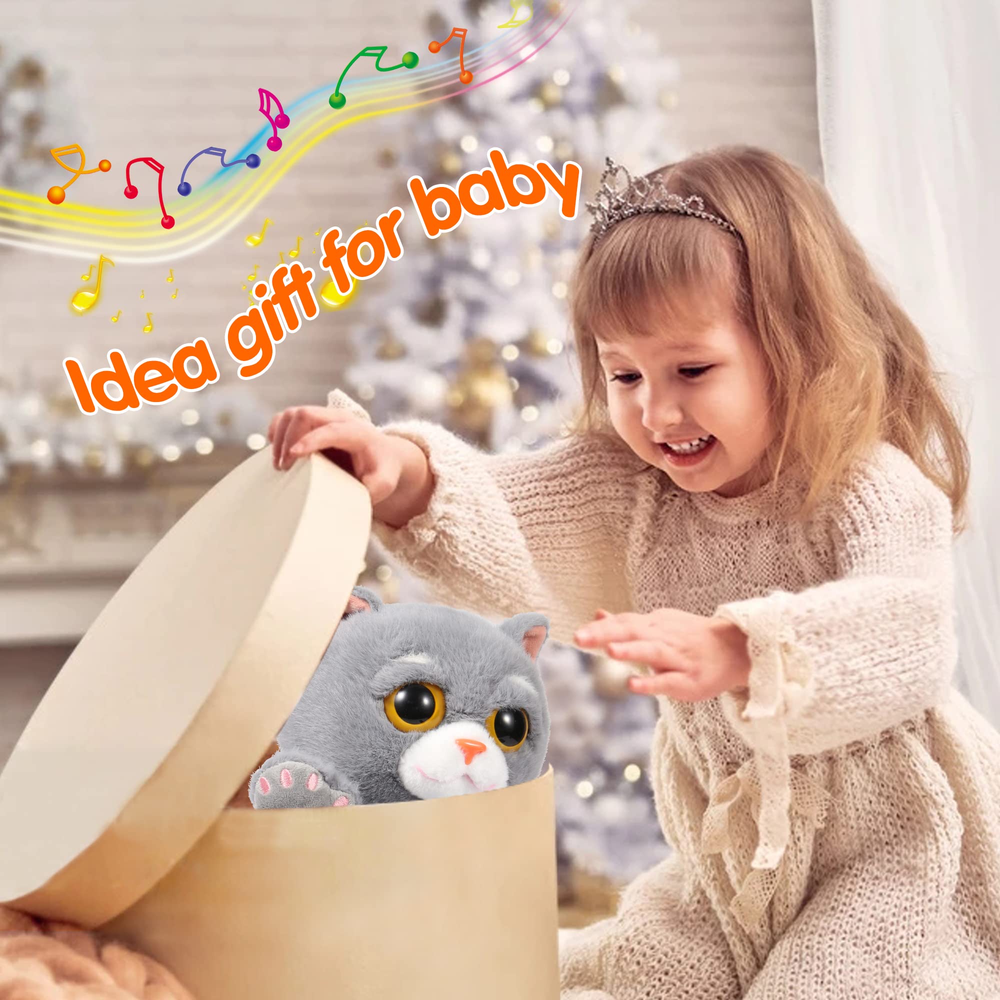 gebra Baby Toys 12 18 Months Singing Dancing Talking Cat Toddler Toys Interactive Cat Plush Early Learning Educational Musical Toy Gift for Boys and Girls Age 1 2 3 4 5, 14"
