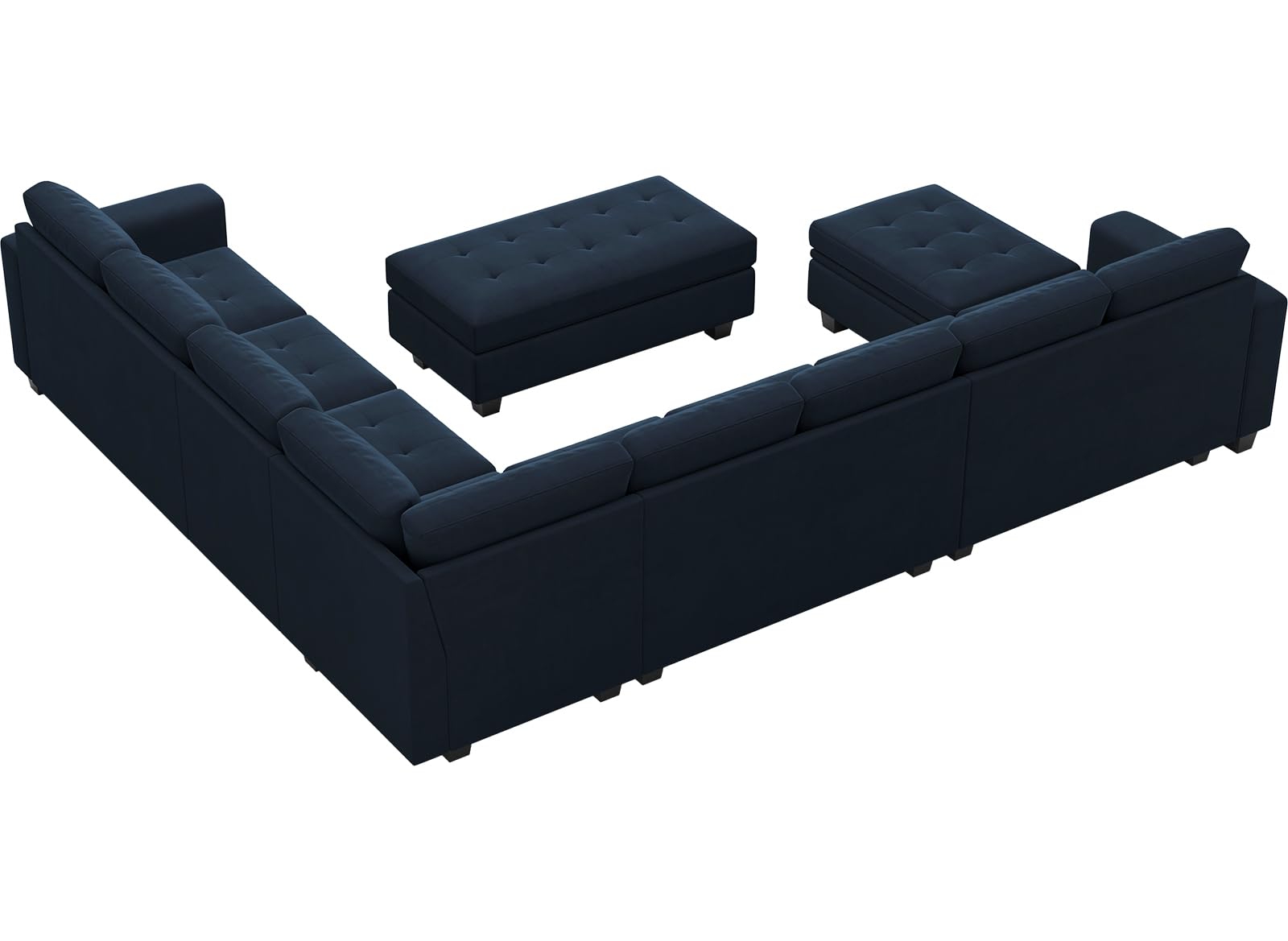Belffin Velvet Modular Sectional Sofa Set L Shaped Sectional Sofa Couch with Reversible Chaise Oversized Convertible Corner Sectional Sofa Couch with Storage Ottoman Blue