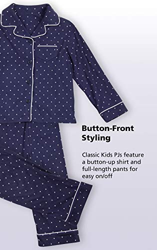 PajamaGram Boy Pajamas - Girl Pajamas, Navy Polka Dot, 12