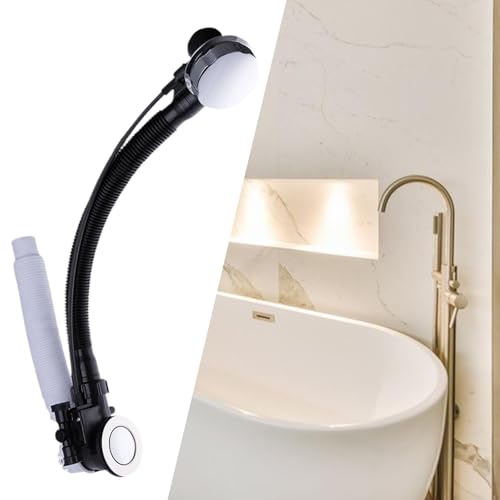Bathtub Drain Pipe, Universal Overflow Bathtub Draining Hose, Flexible Bath Waste for Lavatory Hotel Restroom Kitchen, Center distance 68cm