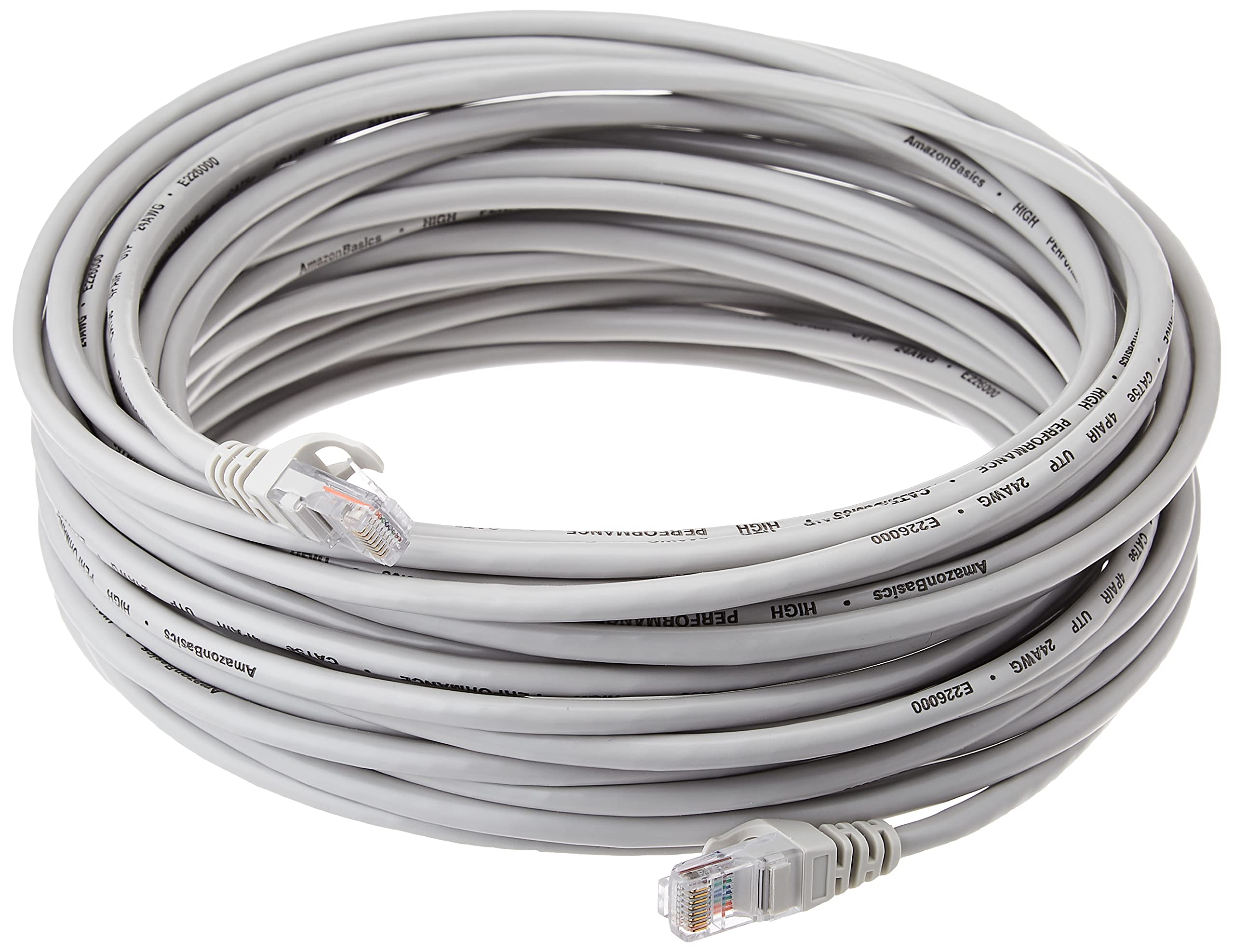 Amazon Basics RJ45 Cat-5e Network Ethernet Cord Internet Cable - 25 Feet (7.6 Meters), Light Grey